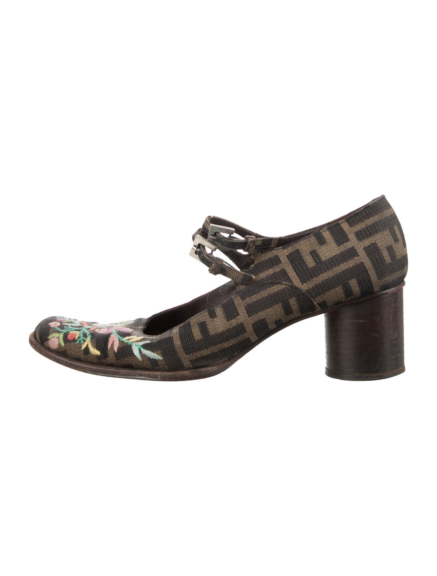 Fendi Pequin Pattern Canvas Pumps - Brown Pumps, Shoes - FEN345806 ...