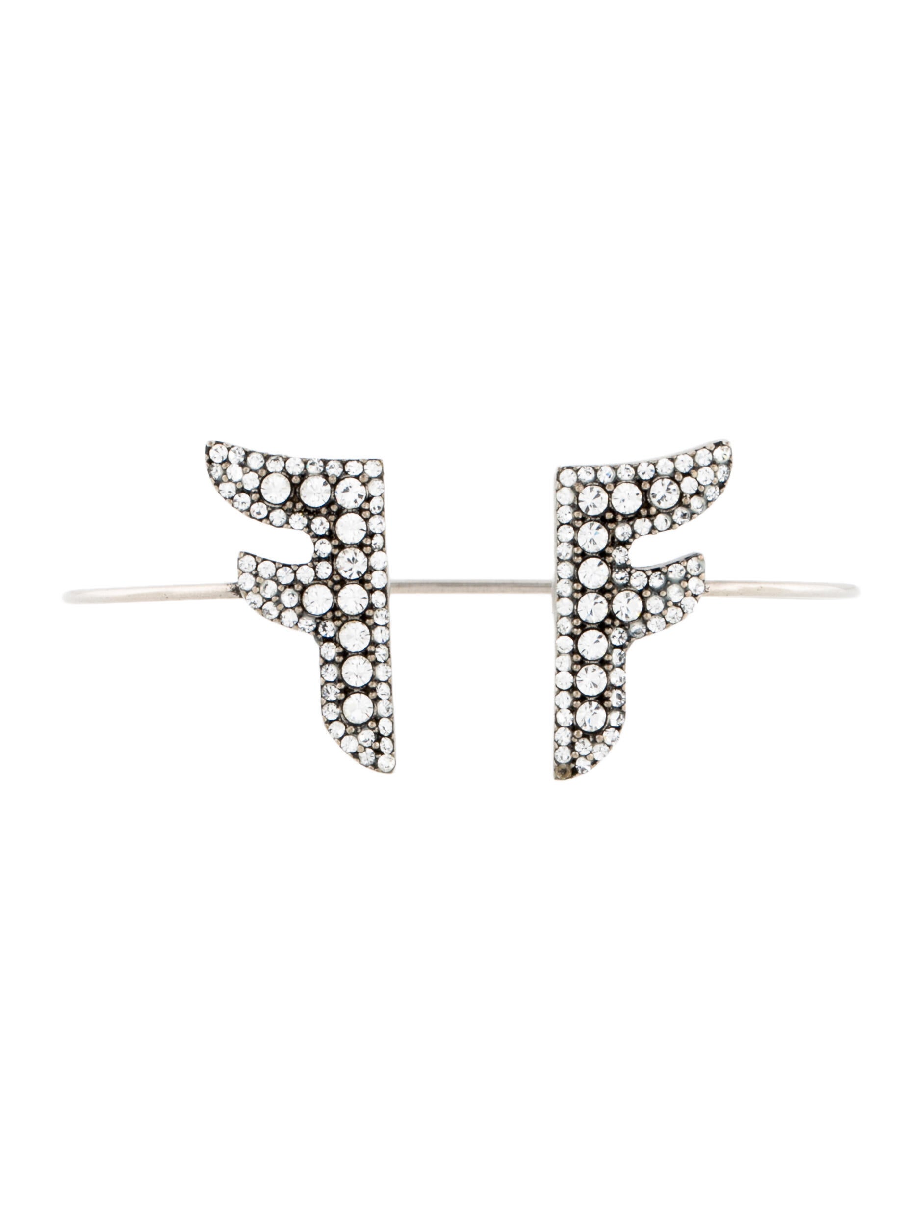 Fendi Crystal F is Fendi Logo Cuff Bracelet - White, Silver-Tone Metal ...