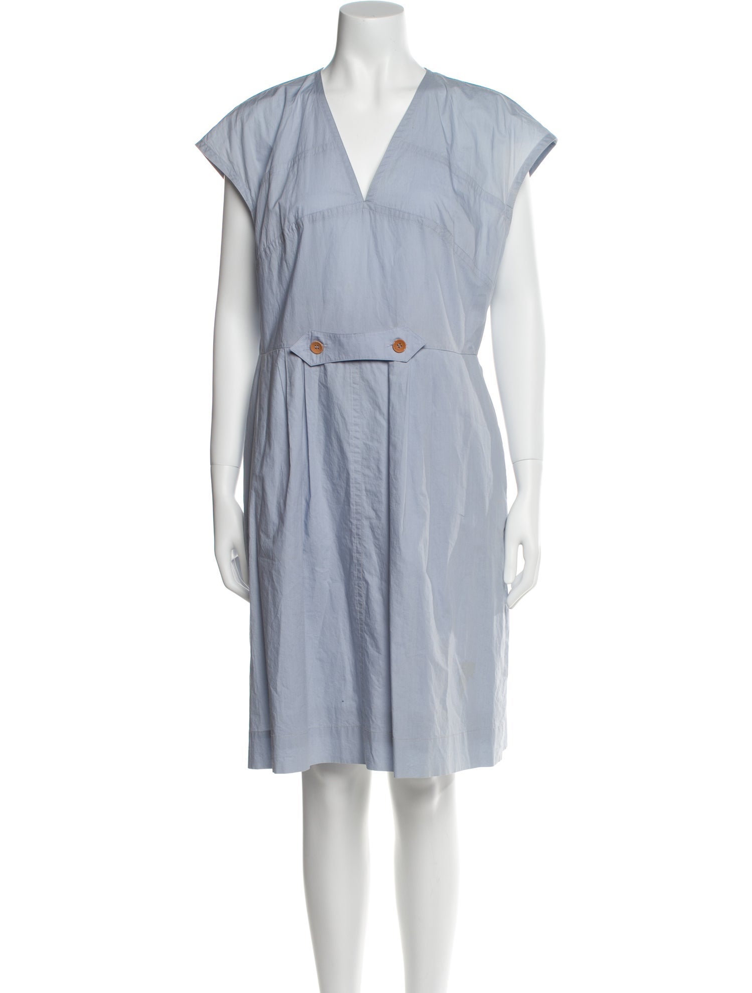 Fendi V-Neck Knee-Length Dress - Blue Dresses, Clothing - FEN346399 ...