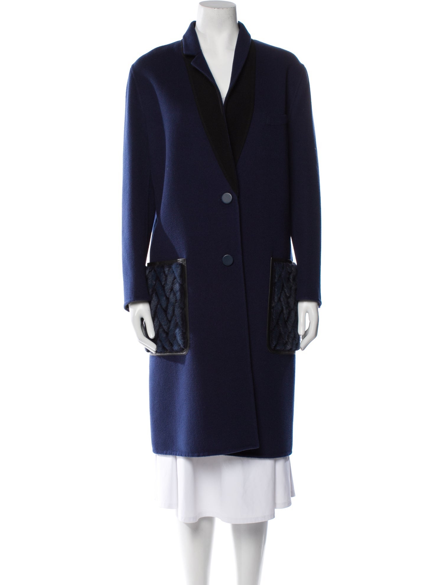 Fendi Cashmere Fur Coat - Blue Coats, Clothing - FEN347340 | The RealReal