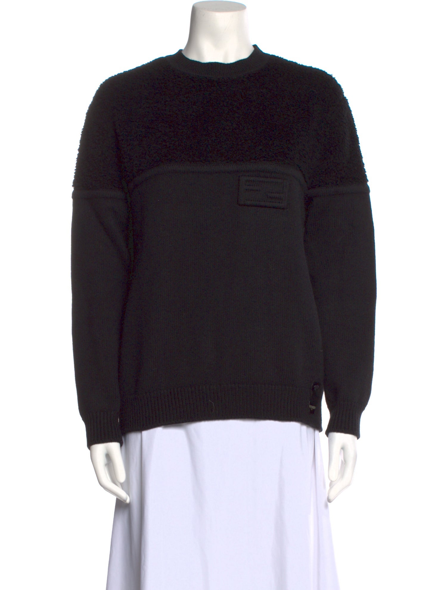 Fendi Wool Crew Neck Sweater - Black Knitwear, Clothing - FEN348945 ...