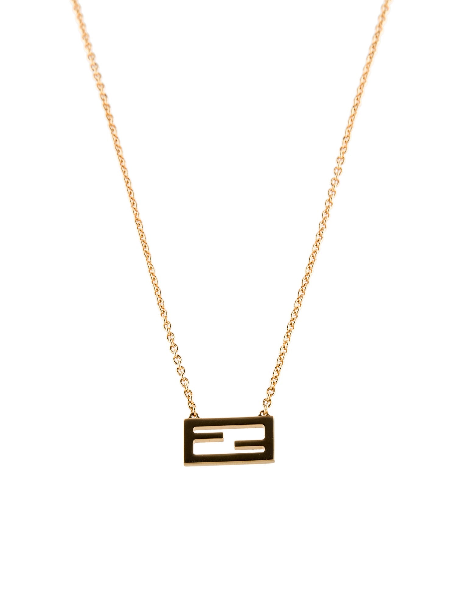 Fendi Baguette Pendant Necklace - Gold-Tone Metal Pendant Necklace ...