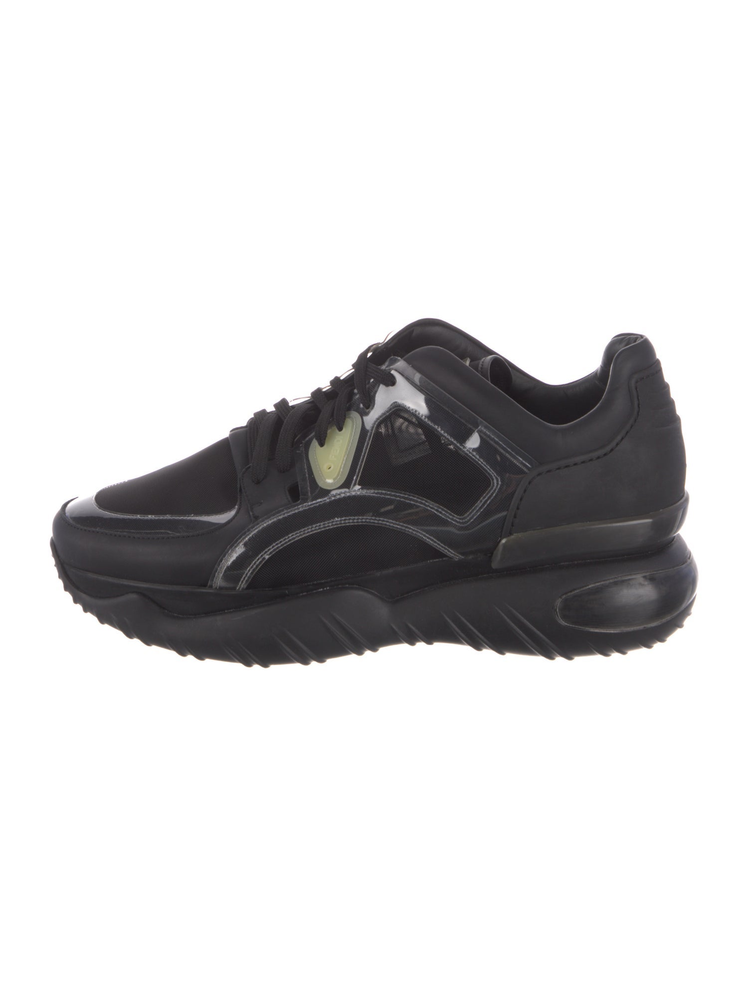 Fendi Leather Printed Athletic Sneakers - Black Sneakers, Shoes - FEN349941 | The RealReal