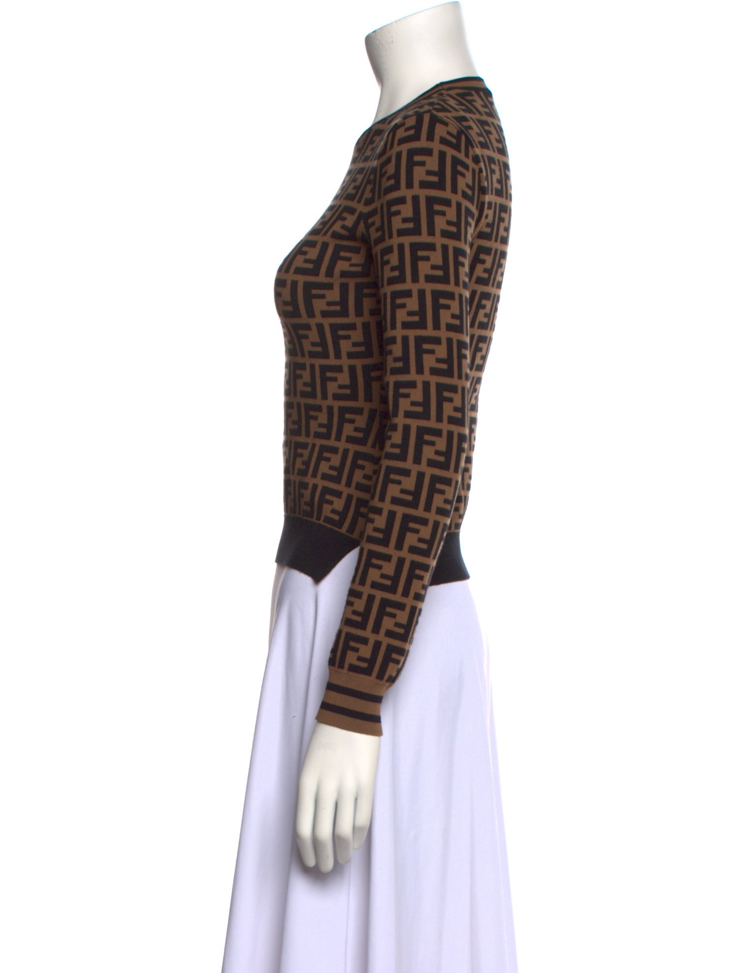 Fendi Printed Crew Neck Sweater - Neutrals Knitwear, Clothing ...