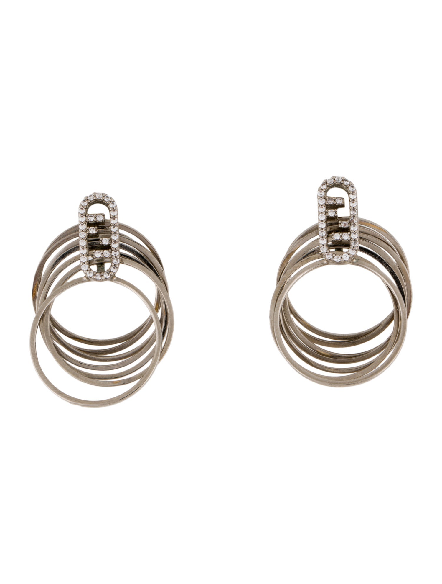 Fendi Crystal O' Lock Hoop Earrings - Silver-Tone Metal Hoop, Earrings ...