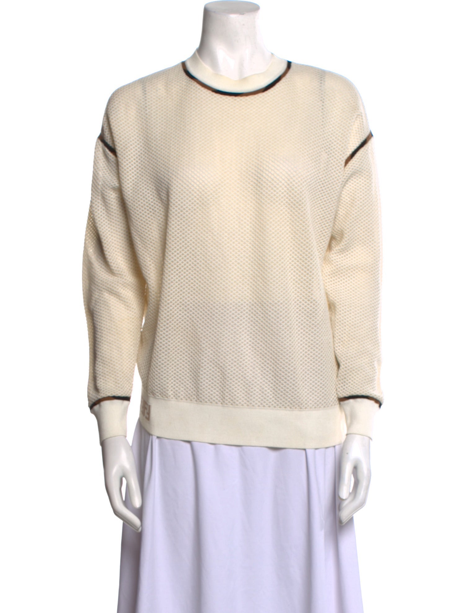 Fendi Crew Neck Long Sleeve Sweatshirt - Neutrals Tops, Clothing ...
