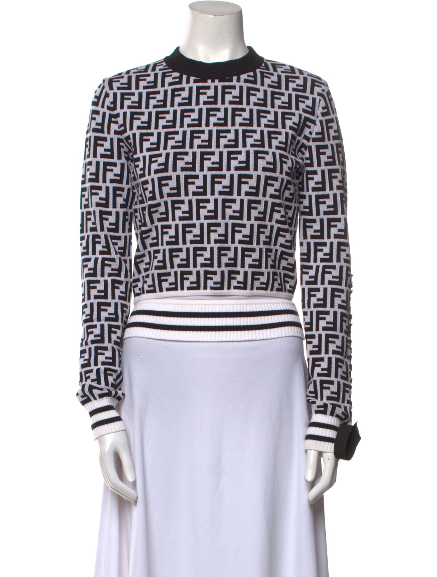 Fendi Printed Crew Neck Sweatshirt - Black Tops, Clothing - FEN355371 ...