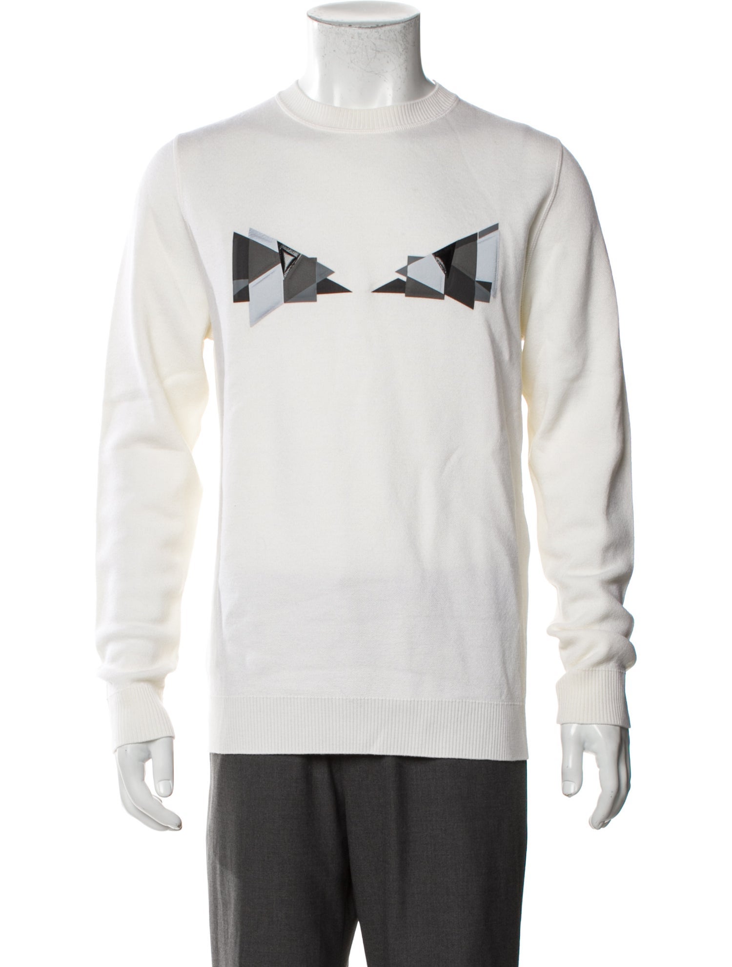 Fendi Graphic Print Crew Neck Polo Sweater - Neutrals Sweaters ...