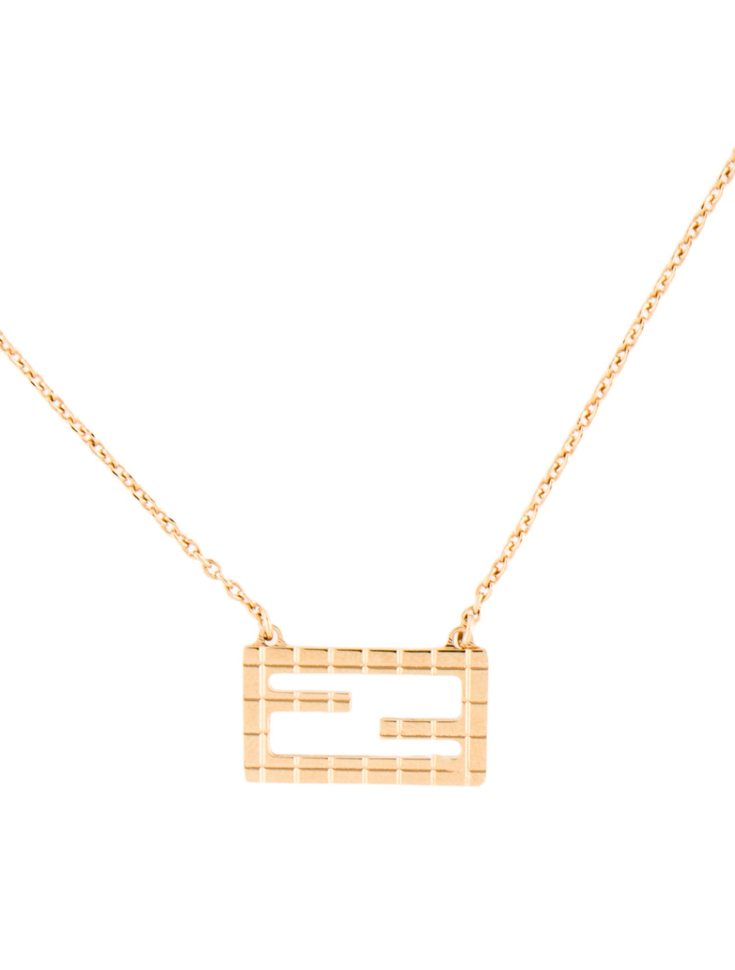 Fendi Logo "FF" Pendant Necklace - Gold-Tone Metal Pendant Necklace ...