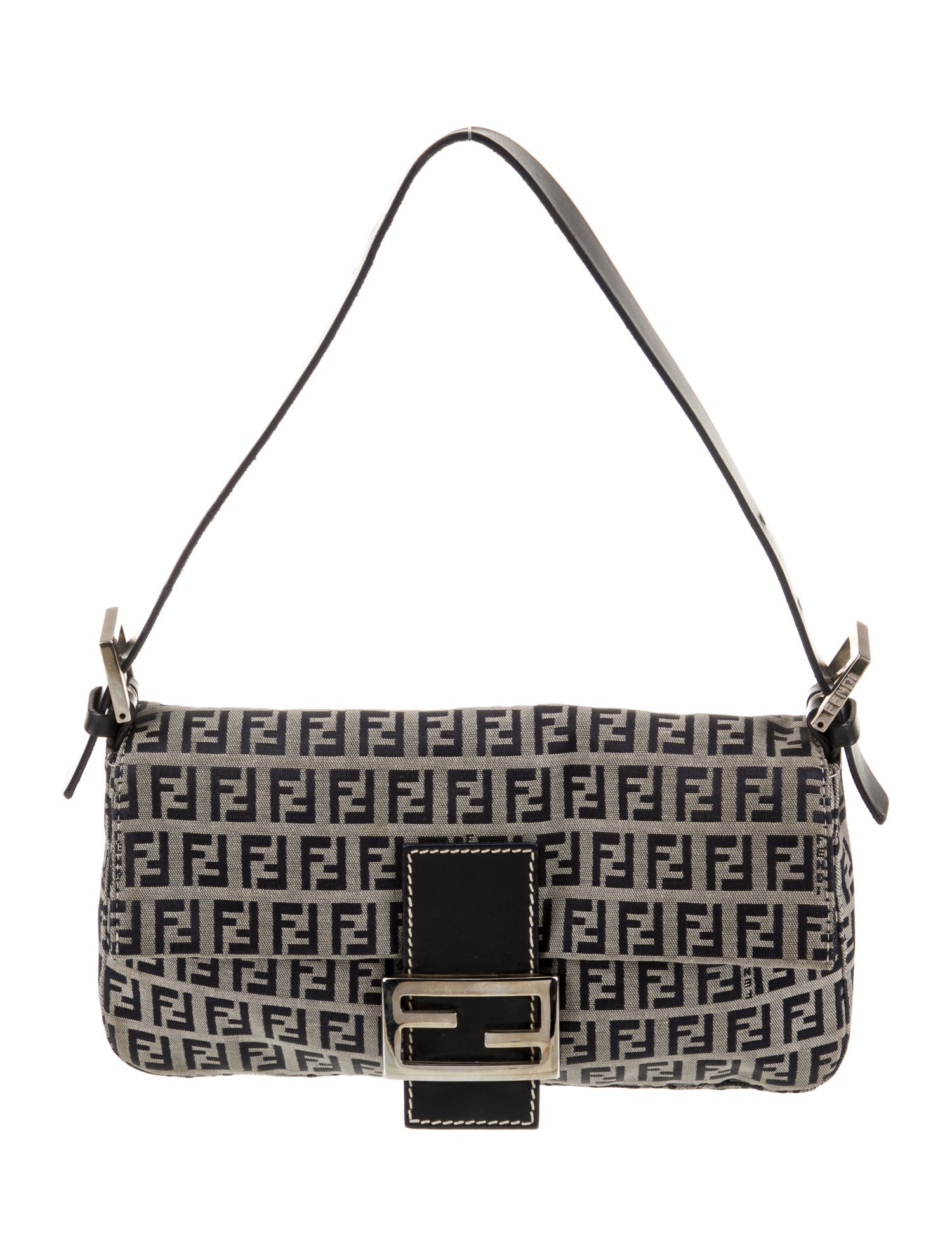 Fendi Zucchino FF Baguette - Blue Shoulder Bags, Handbags - FEN358735 ...