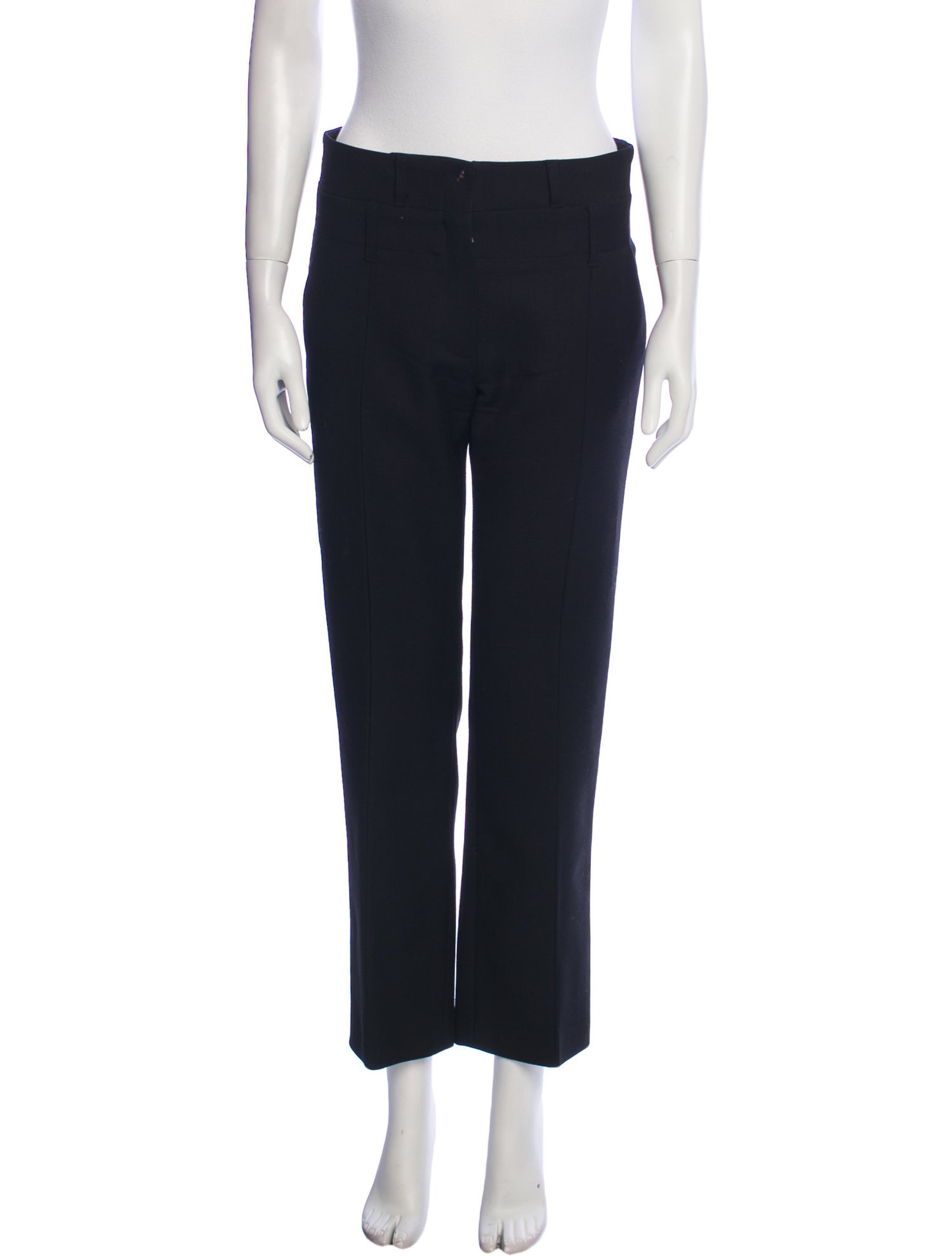 Fendi Virgin Wool Straight Leg Pants - Black, 9.75" Rise Pants ...