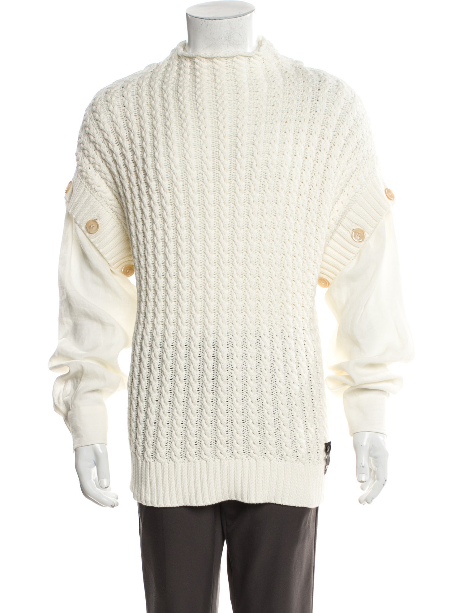 Fendi Turtleneck Long Sleeve Pullover - White Sweaters, Clothing ...