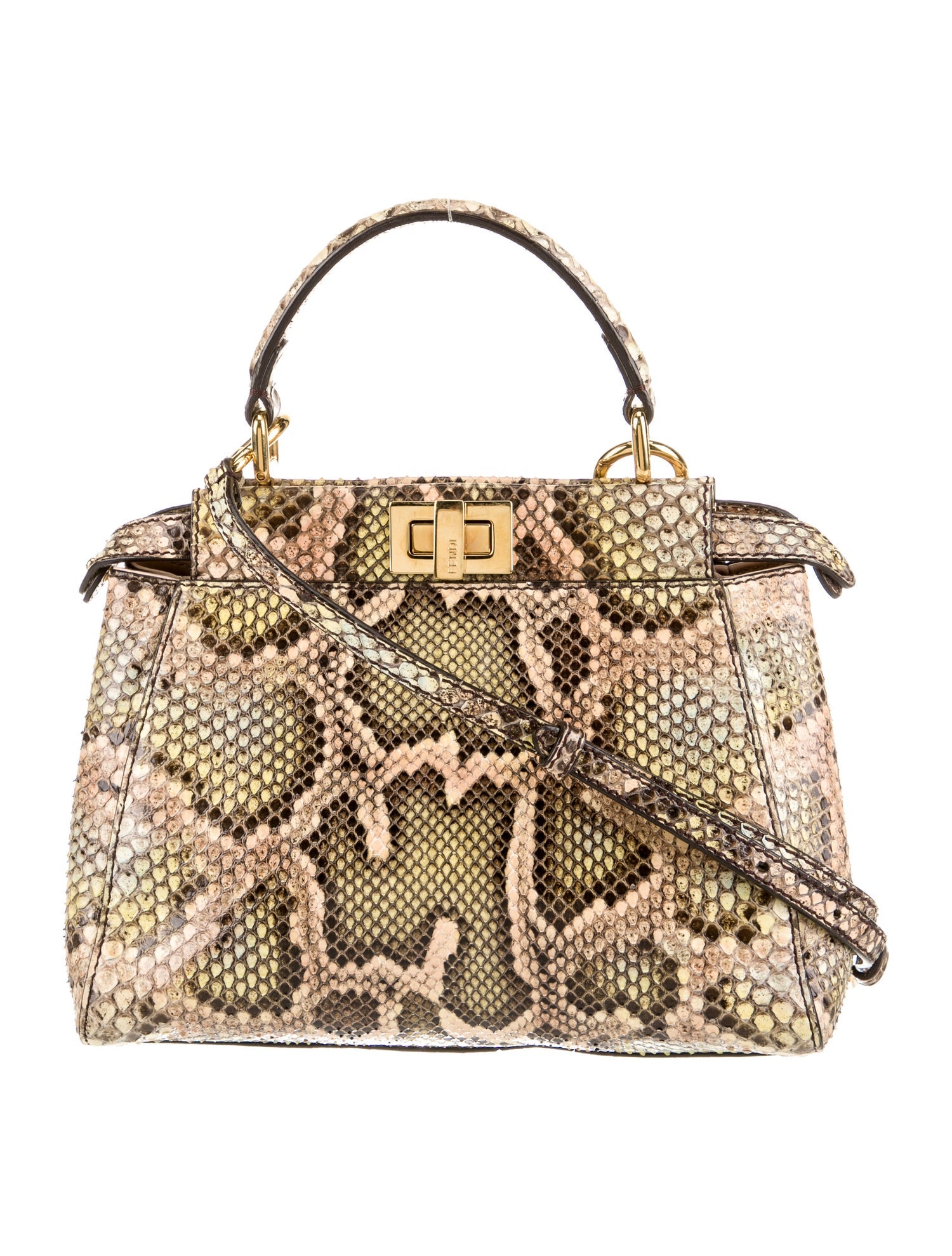 Fendi Python Peekaboo Mini - Neutrals Handle Bags, Handbags - FEN370474 | The RealReal
