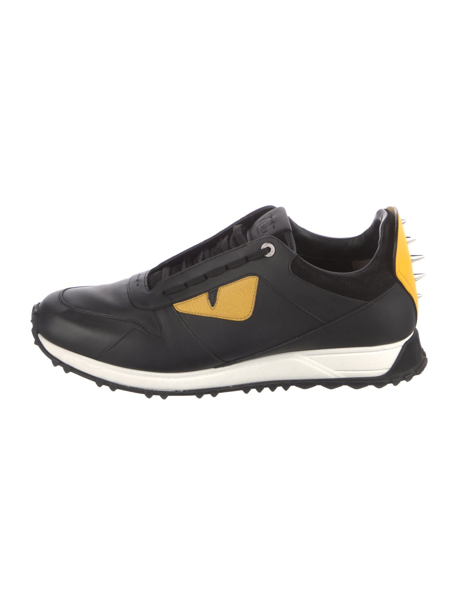 Fendi Monsters Motif Leather Athletic Sneakers - Black Sneakers, Shoes ...