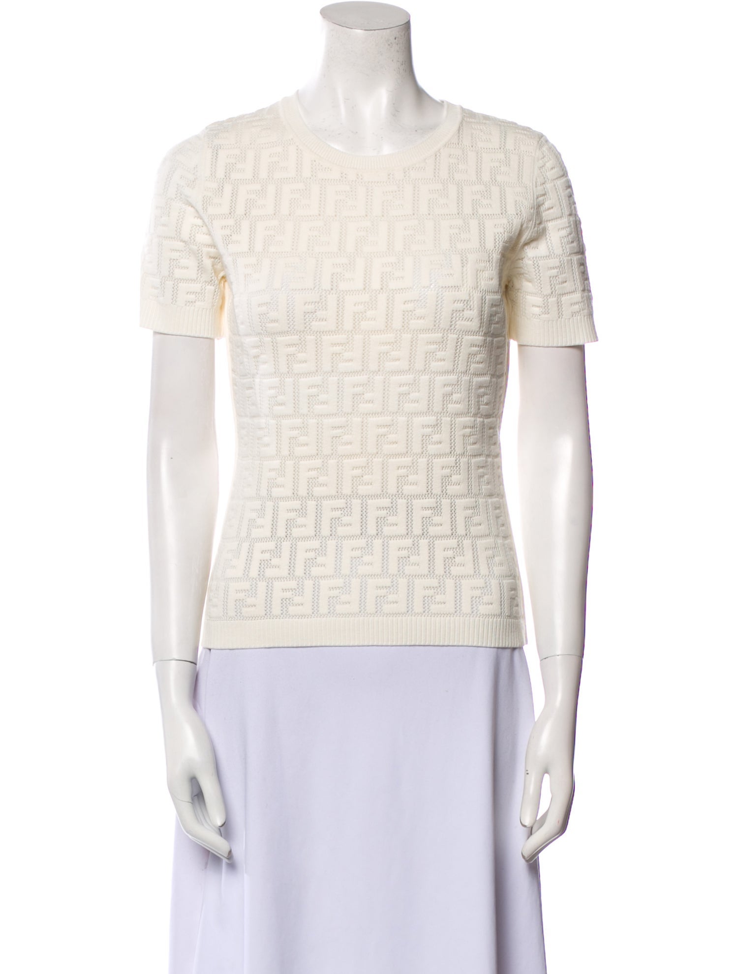 Fendi Crew Neck Short Sleeve Top w/ Tags - Neutrals Tops, Clothing ...
