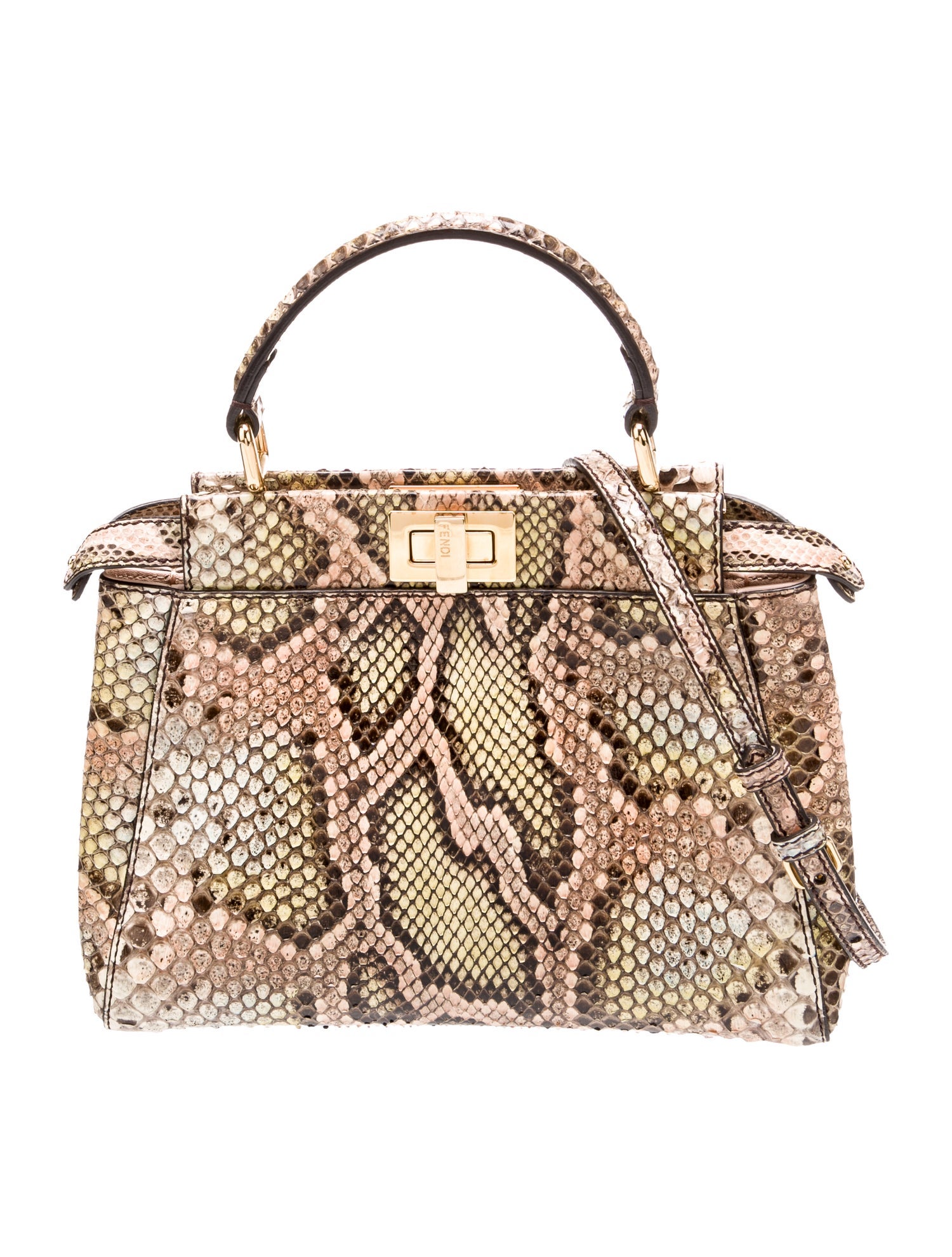 Fendi Python Peekaboo Mini - Neutrals Handle Bags, Handbags - FEN372491 | The RealReal