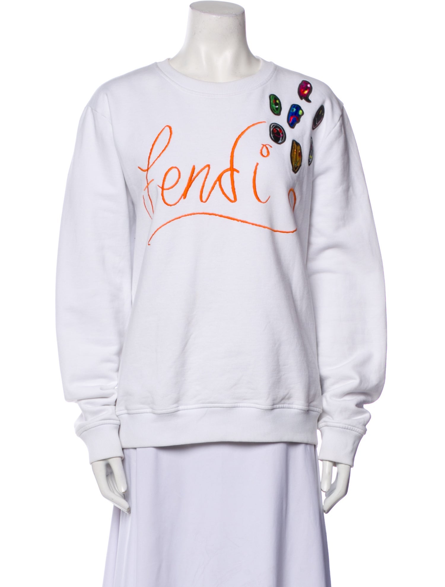 Fendi Graphic Print Crew Neck Sweatshirt - White Tops, Clothing ...