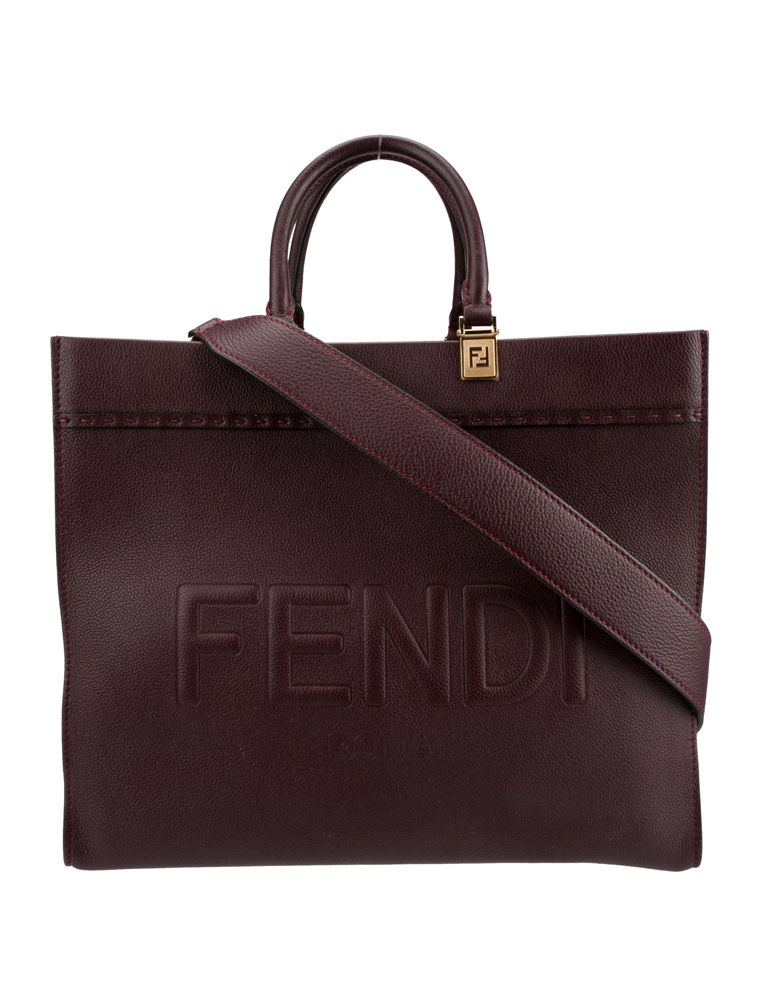 Fendi Leather Sunshine Shopper Medium 2023 - Burgundy Totes, Handbags ...