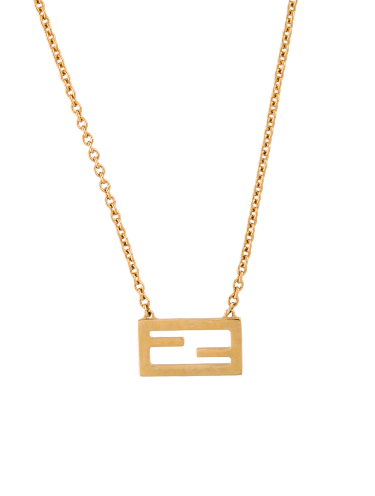 Fendi Baguette Pendant Necklace - Gold-Tone Metal Pendant Necklace ...