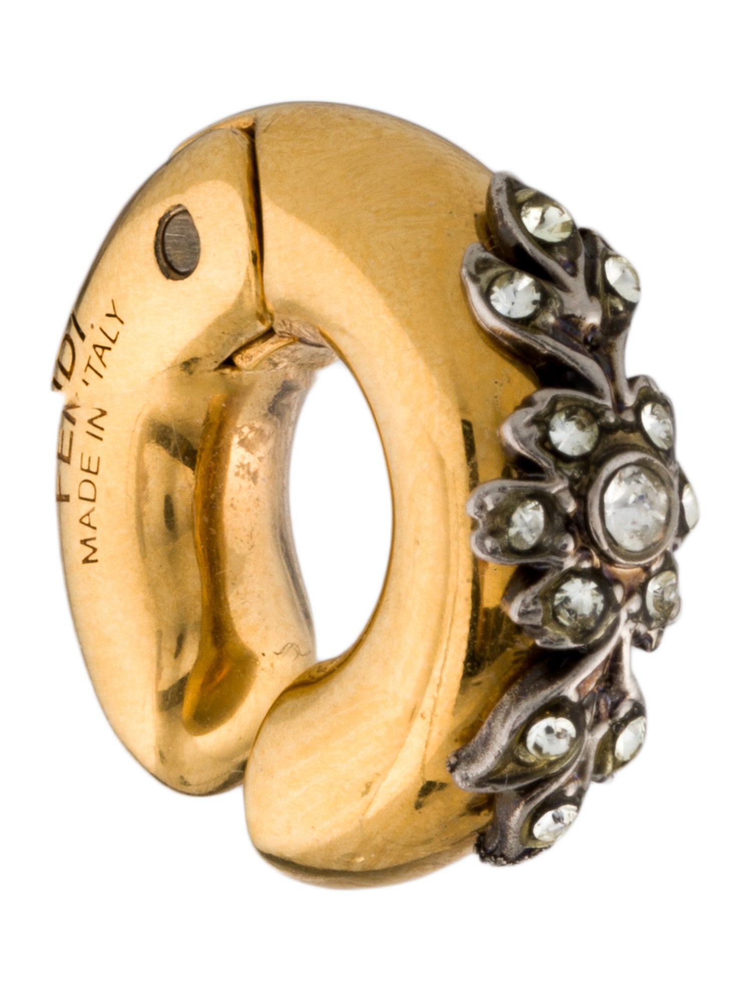 Fendi Crystal Single Ear Cuff - Gold-Tone Metal Earclip, Earrings ...