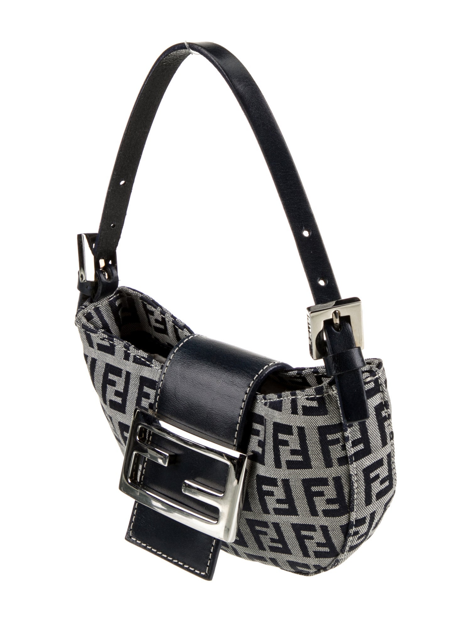 Fendi Zucchino FF Top Handle Bag Micro Vintage - Blue Mini Bags ...