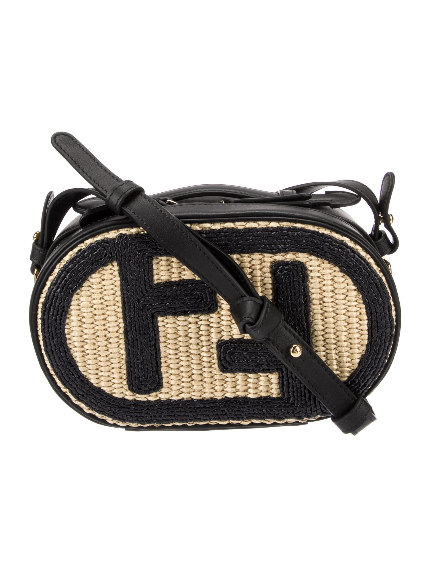 Fendi Raffia Shoulder Bag w/ Tags - Black Shoulder Bags, Handbags ...