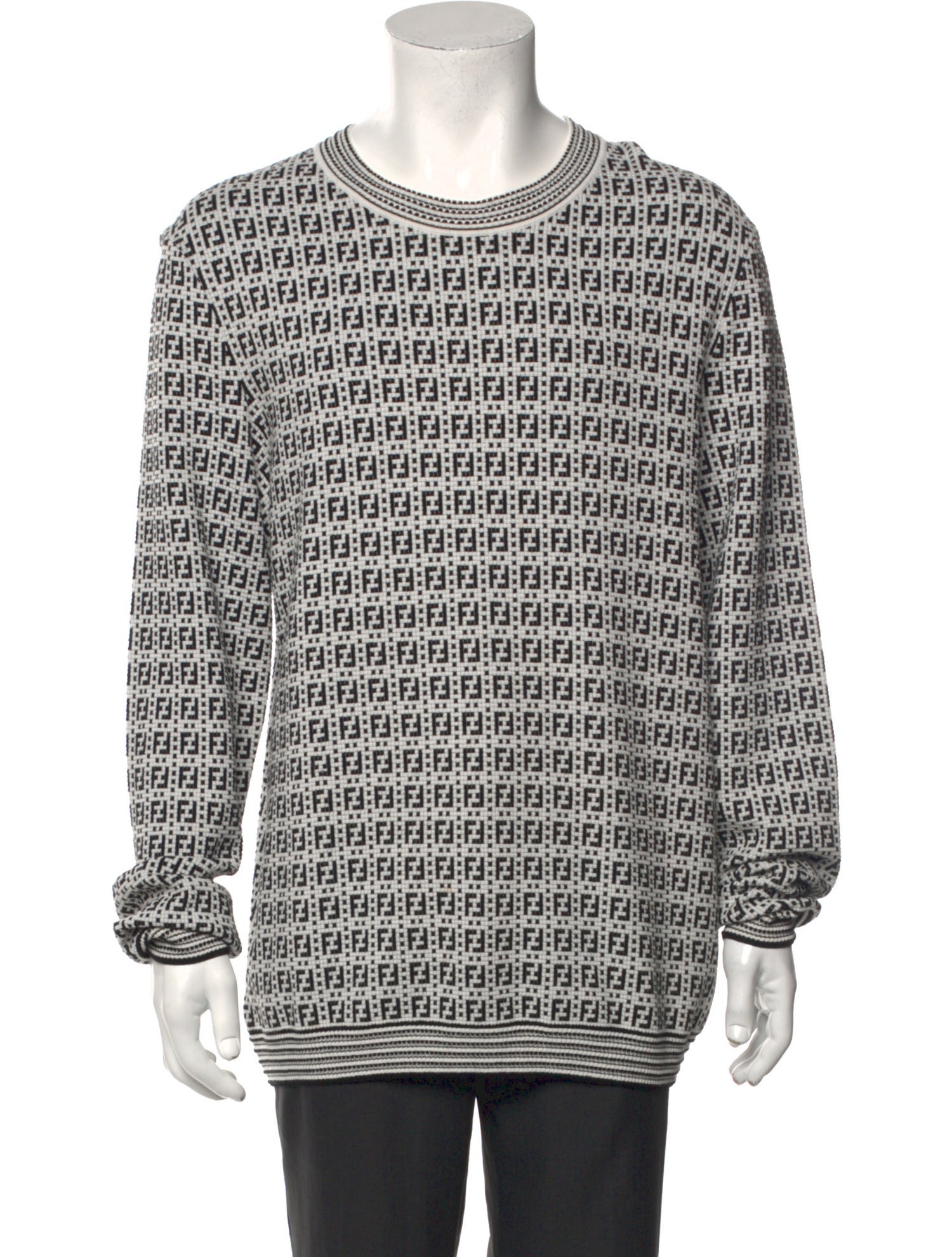 Fendi Zucchino FF Logo Printed Pullover - White Sweaters, Clothing ...