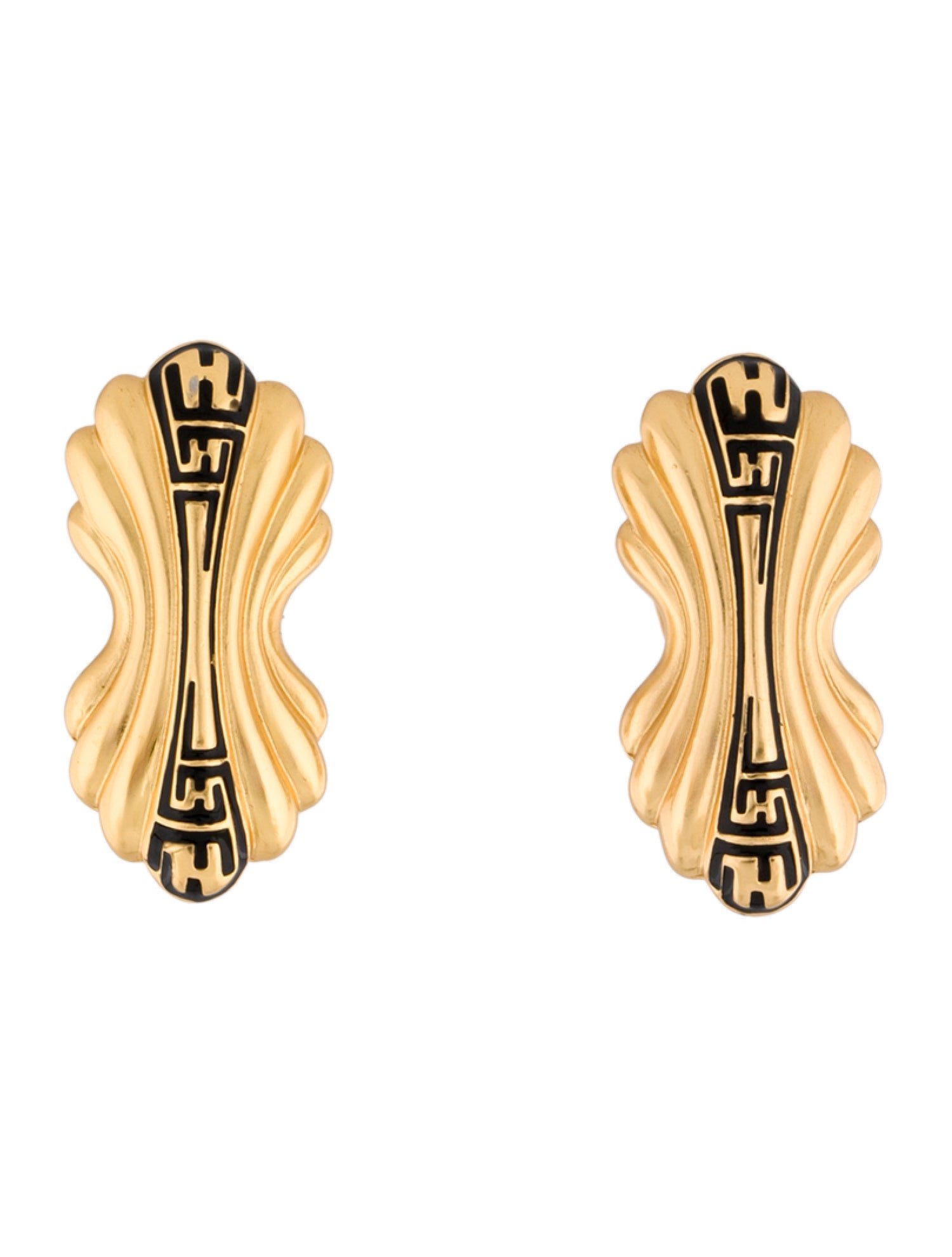 Fendi Vintage Enamel Drop Clip-On Earrings - Gold-Tone Metal Clip-On ...