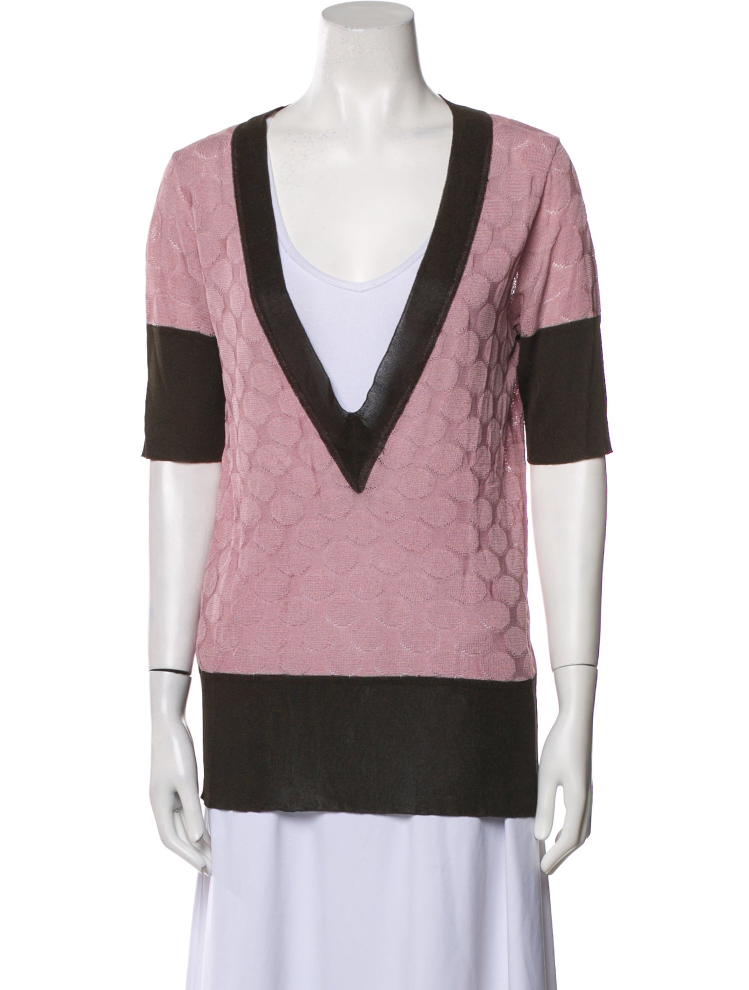 Fendi Colorblock Pattern V-Neck Top - Pink Tops, Clothing - FEN382855 ...