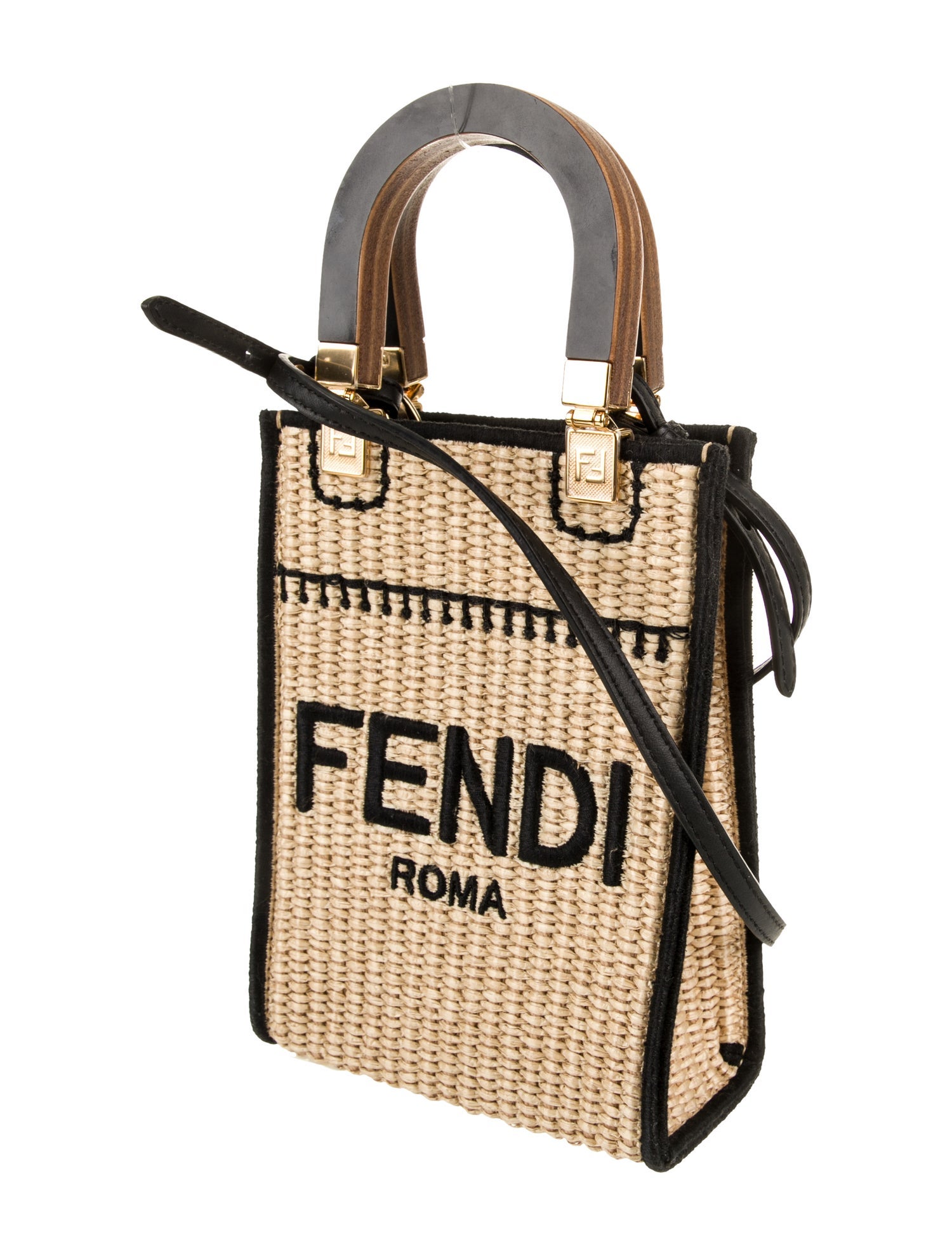 Fendi Raffia Sunshine Mini - Neutrals Handle Bags, Handbags - FEN385151 ...