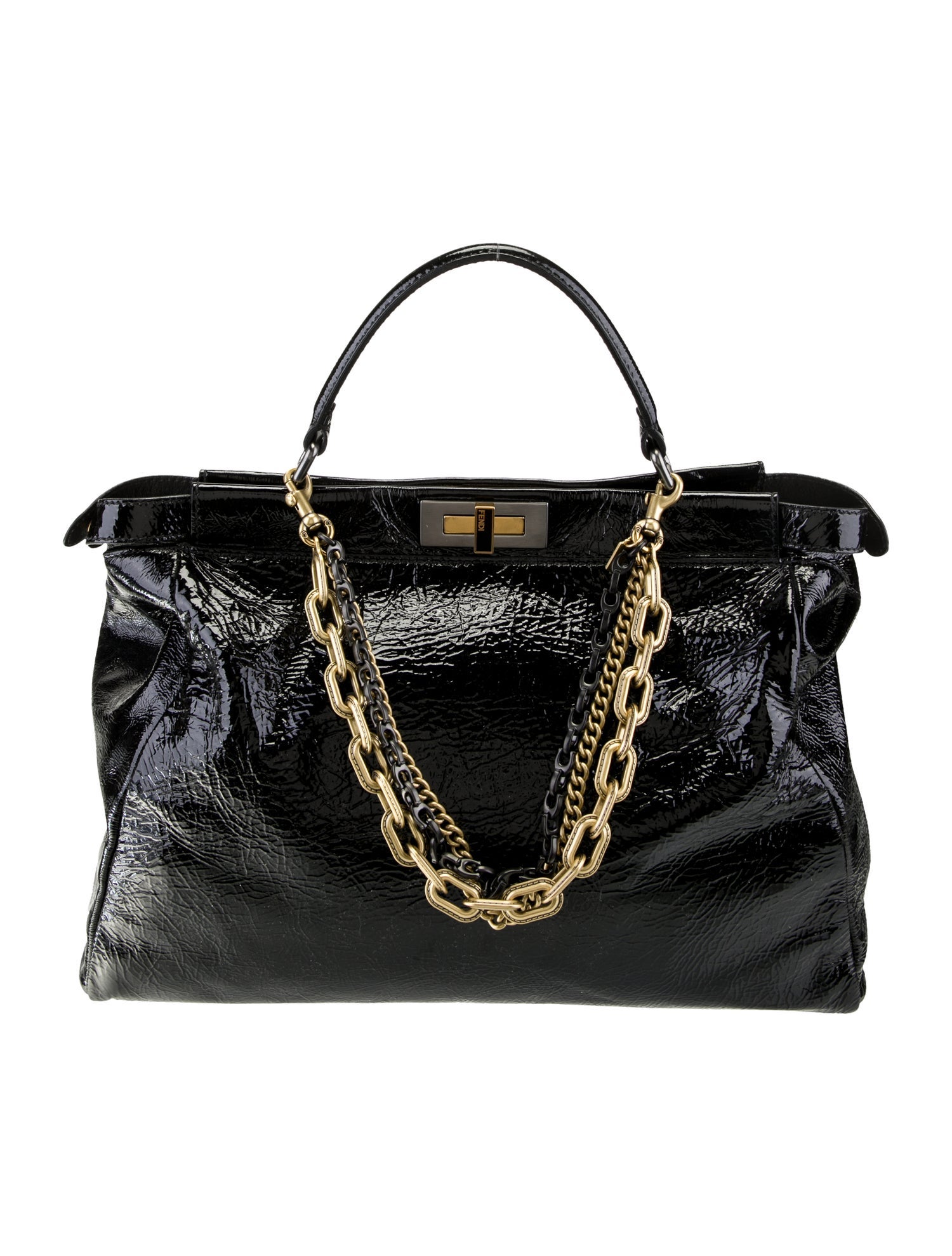 Fendi Patent Leather Top Handle Bag - Black Totes, Handbags - FEN388426 ...