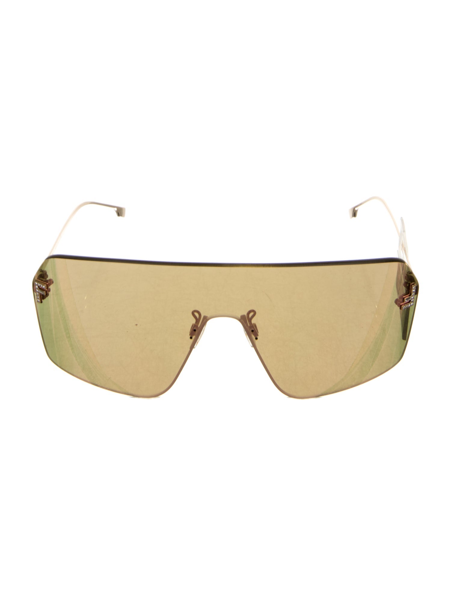 Fendi Shield Tinted Sunglasses - Gold Sunglasses, Accessories ...