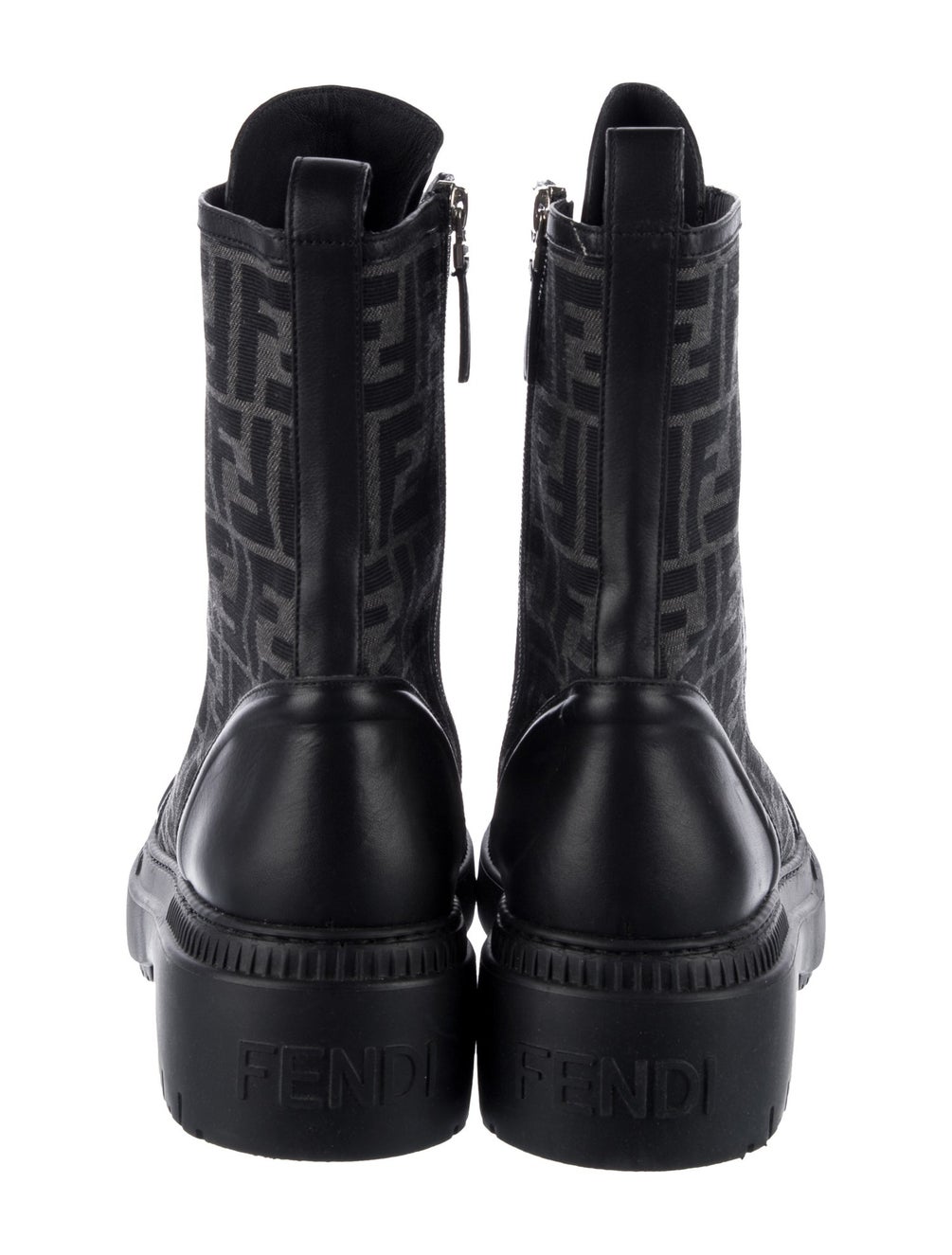 Fendi Zucca FF Logo Leather Combat Boots - Black Boots, Shoes ...