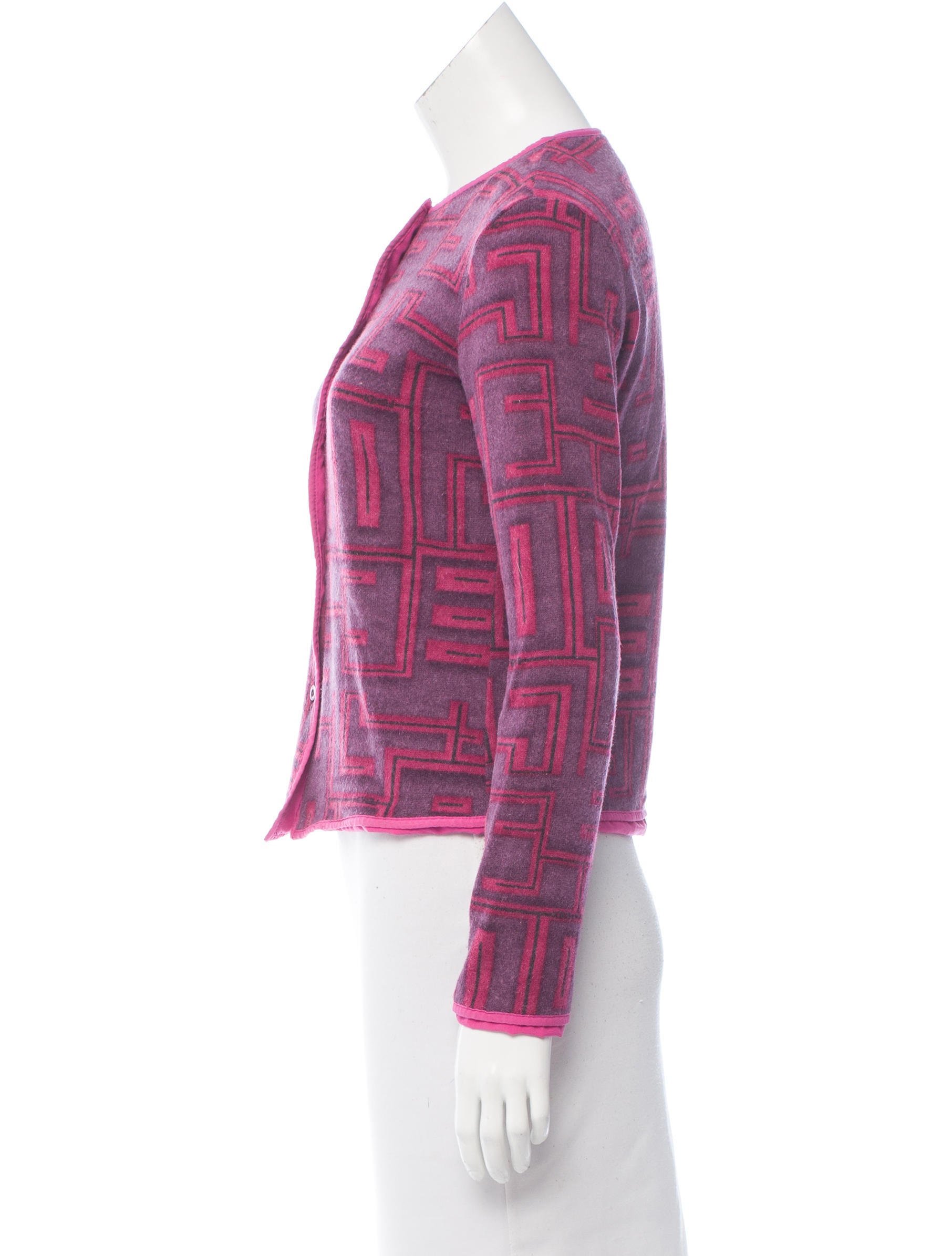 Fendi Wool-Blend Abstract Print Cardigan - Black Knitwear, Clothing ...