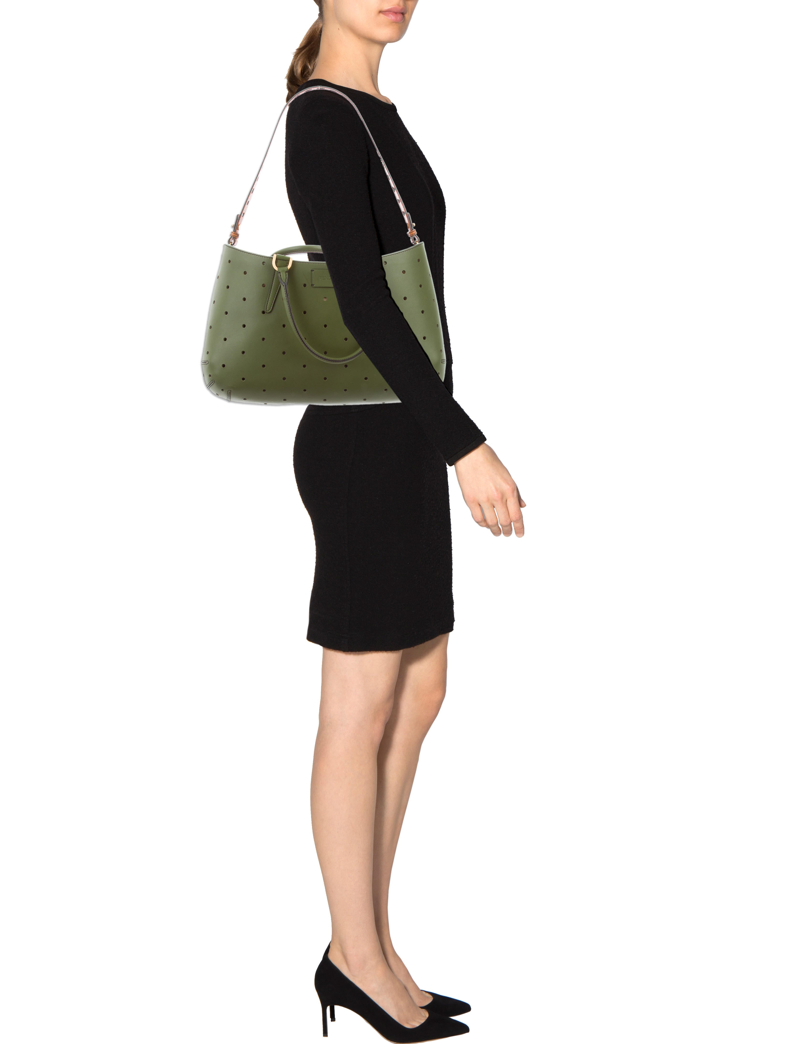 Fendi Perforated Medium B Fab Bag - Green Satchels, Handbags - FEN59156 ...