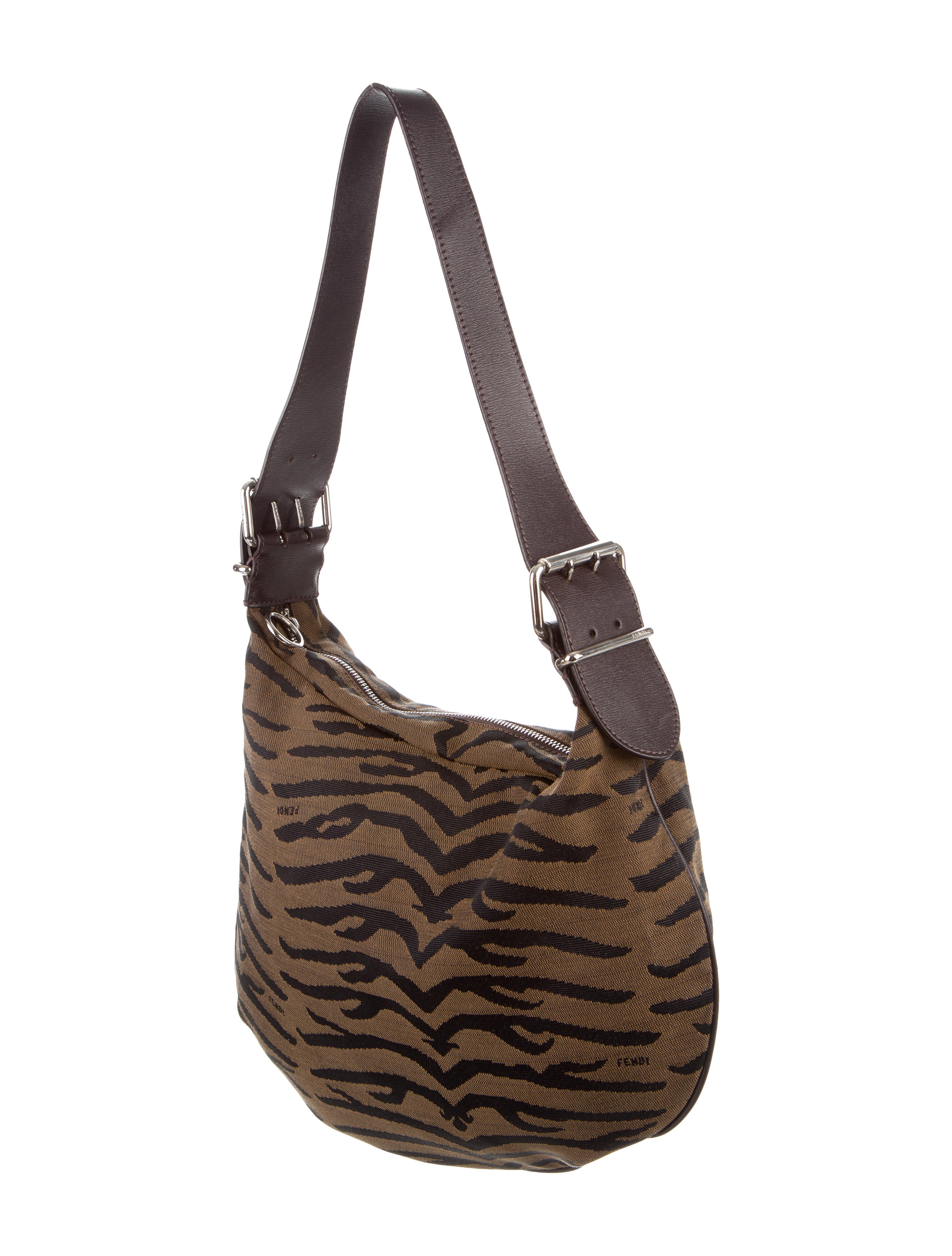 Fendi Leather-Trimmed Oyster Bag - Handbags - FEN59699 | The RealReal