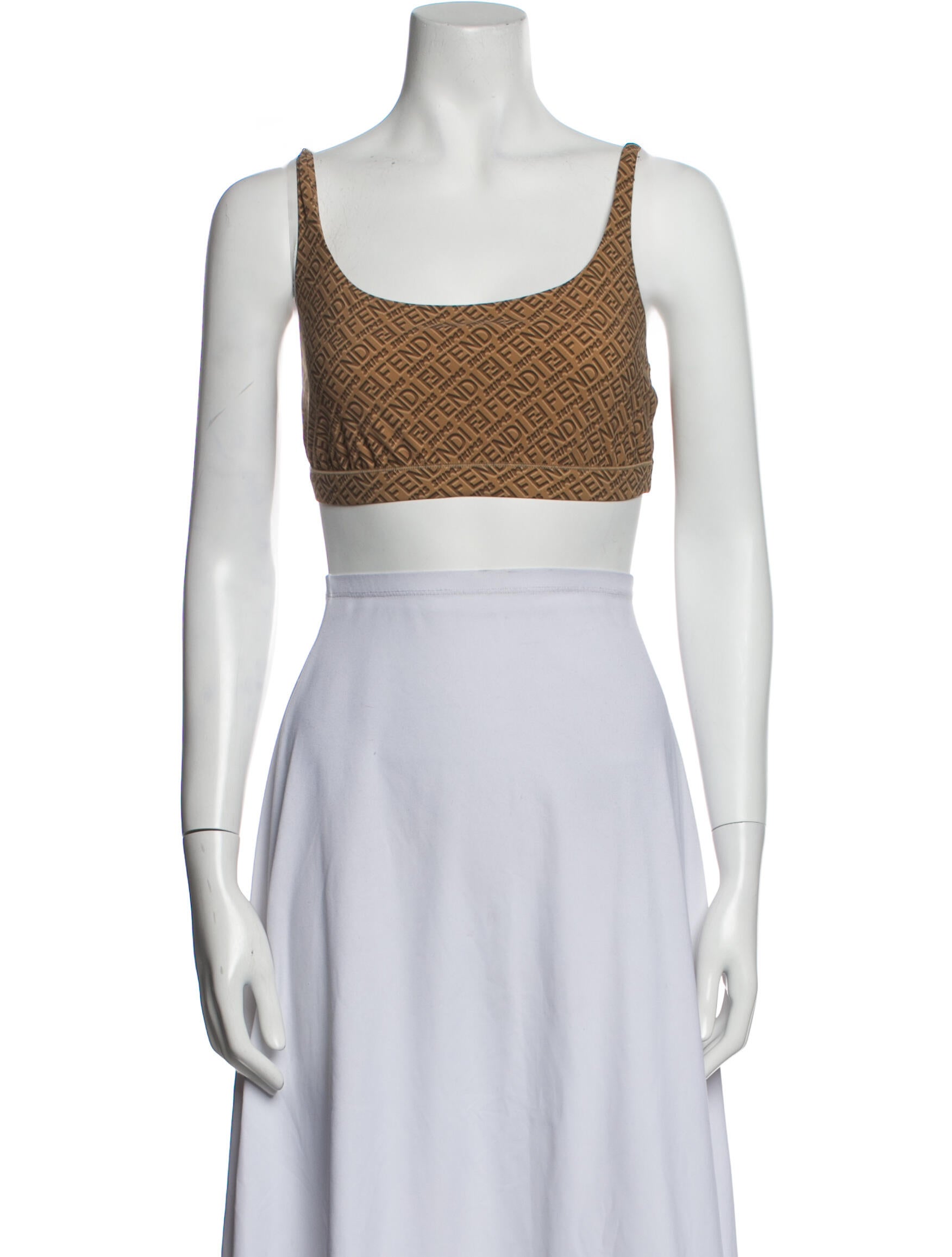 Fendi x Skims Square Neckline Sleeveless Crop Top - Brown Tops ...