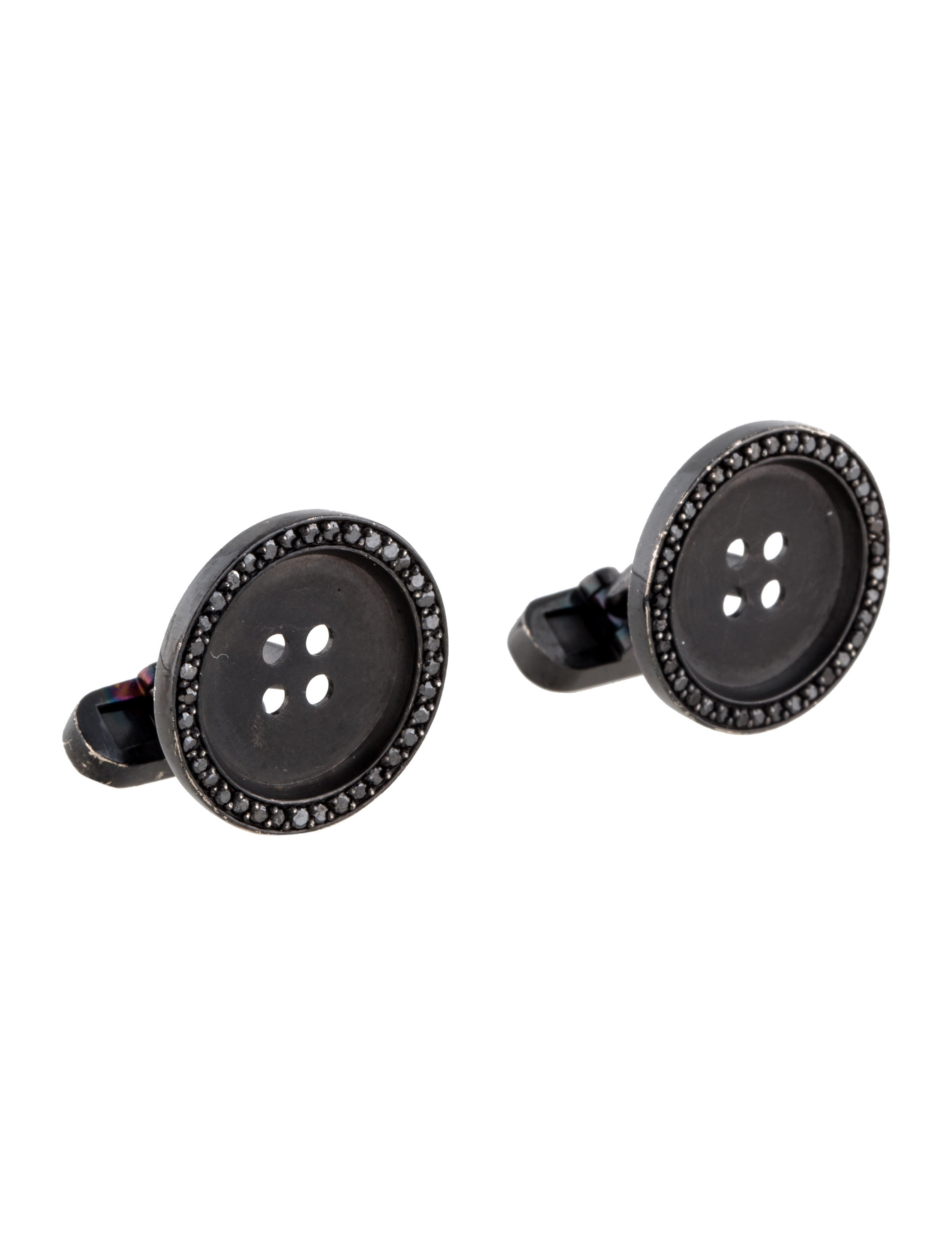 Black Diamond Button Cufflinks - FFF20144 | The RealReal