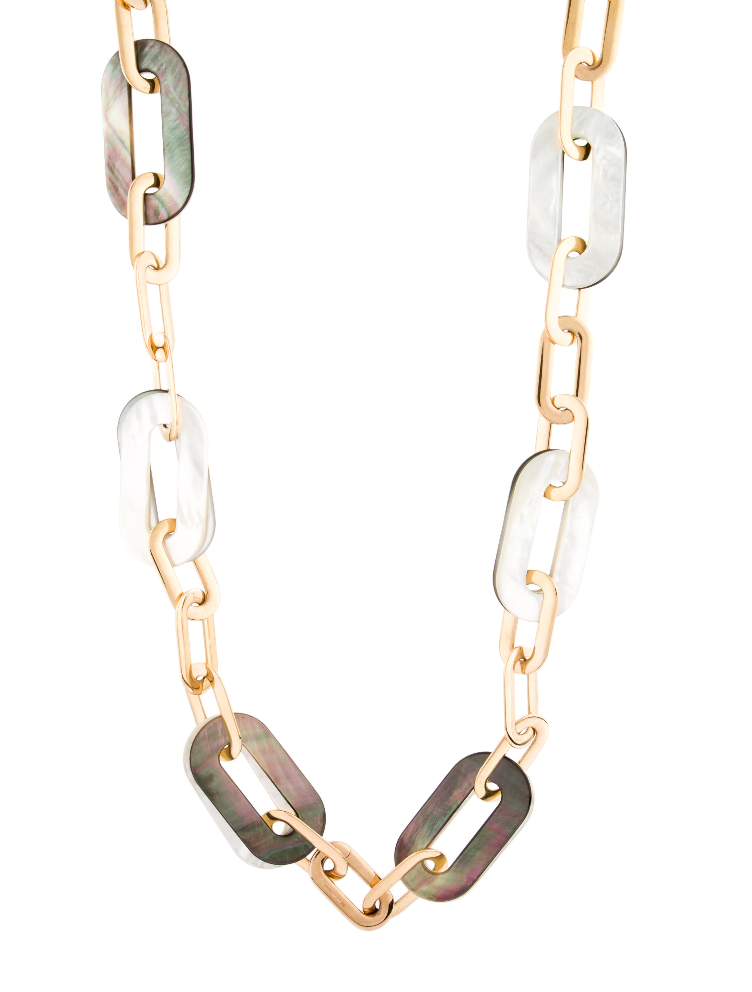 Vhernier 18K Mother of Pearl Bisquit Chain Necklace - Grey, 18K Rose ...