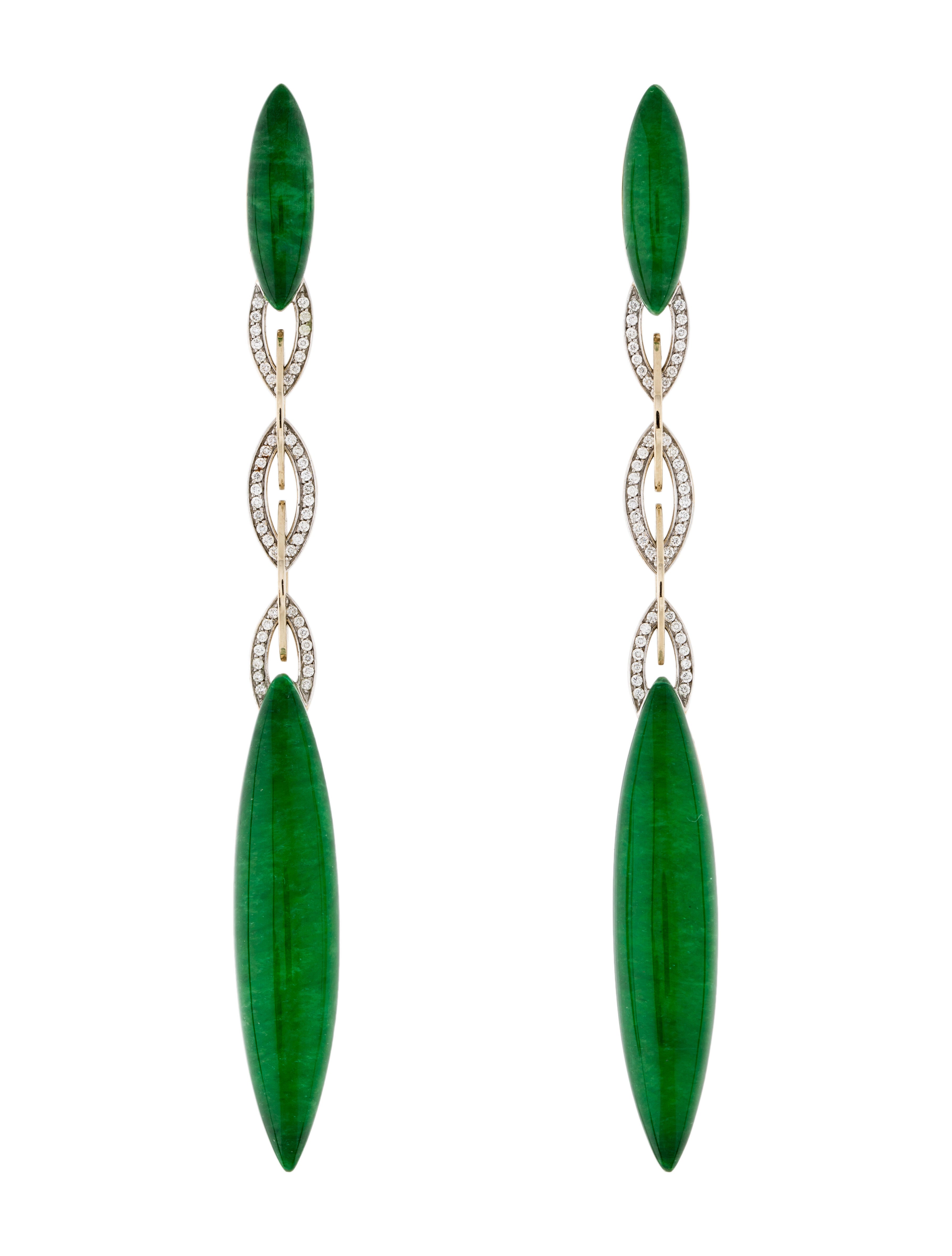 Vhernier 18K Diamond, Jade & Rock Crystal Doublet Fuseau Earrings - 18K ...
