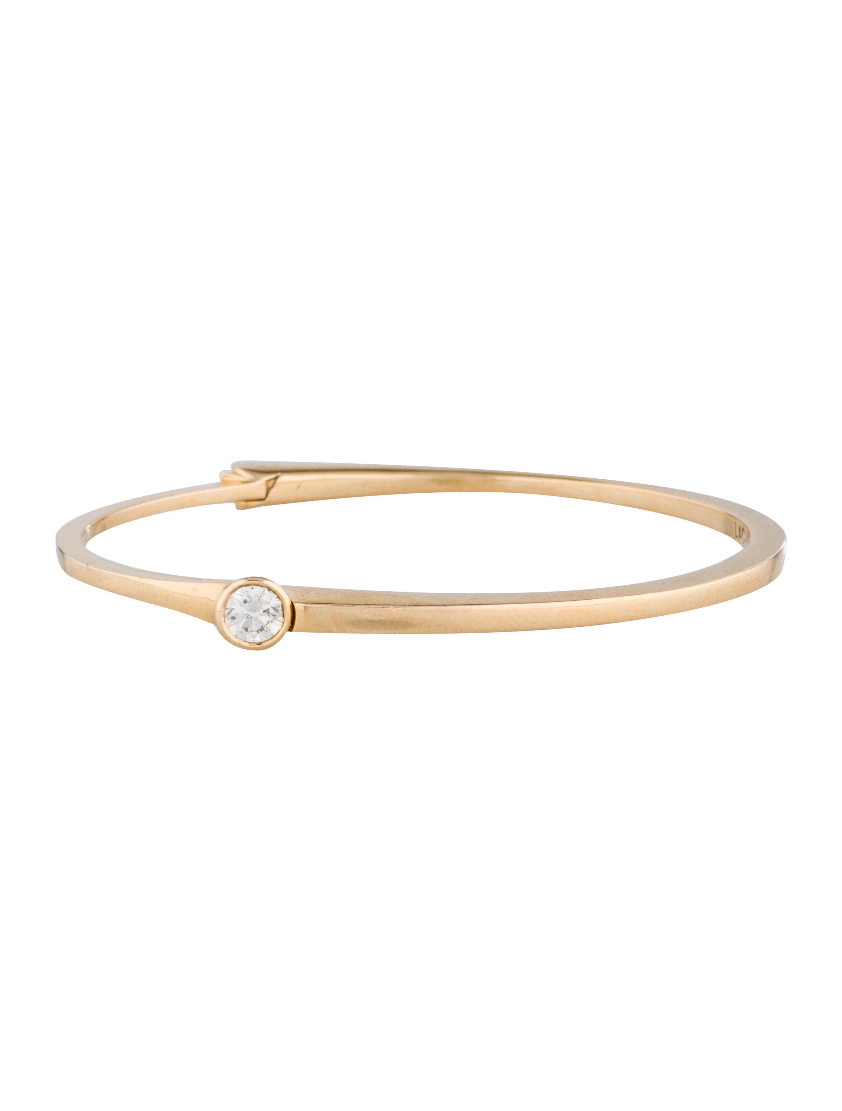 Solitaire Diamond Bangle - Gold, 14K Yellow Gold Bangle, Bracelets ...