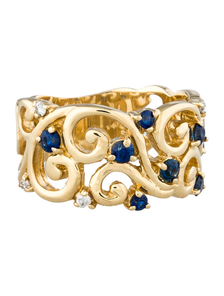 Sapphire & Diamond Scroll Ring - Blue - FJR21537 | The RealReal