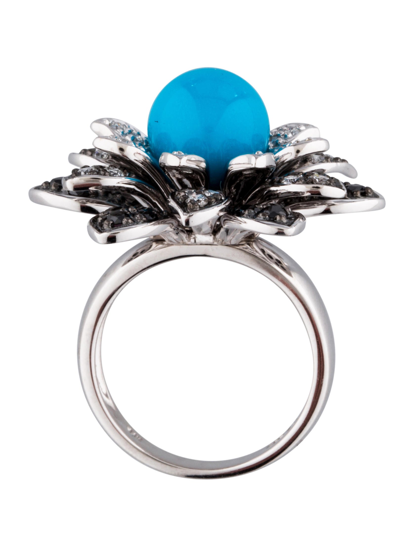 Diamond & Turquoise Flower Ring - Rings - FJR23302 | The RealReal