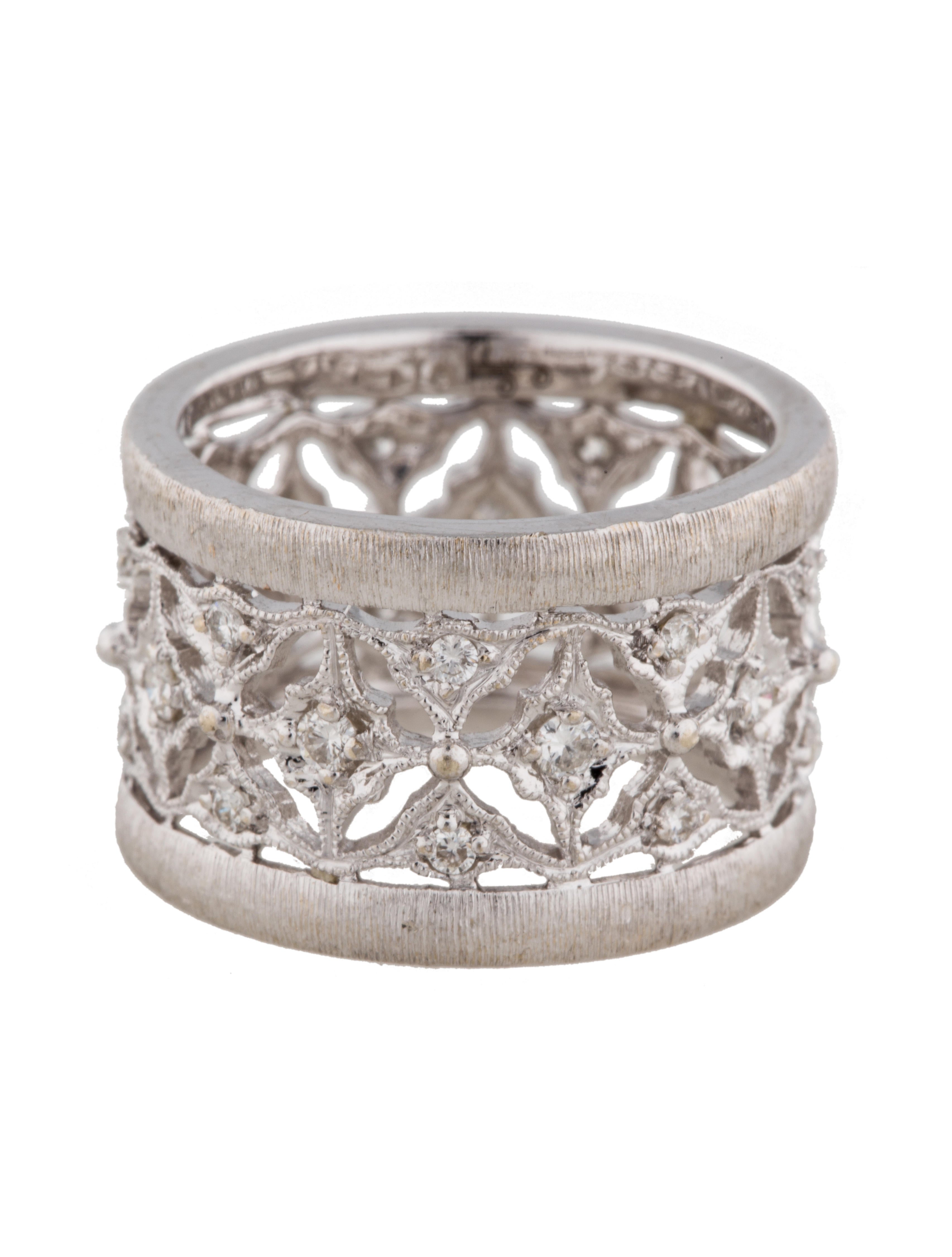 18K Diamond Wide Filigree Band - Rings - FJR26499 | The RealReal