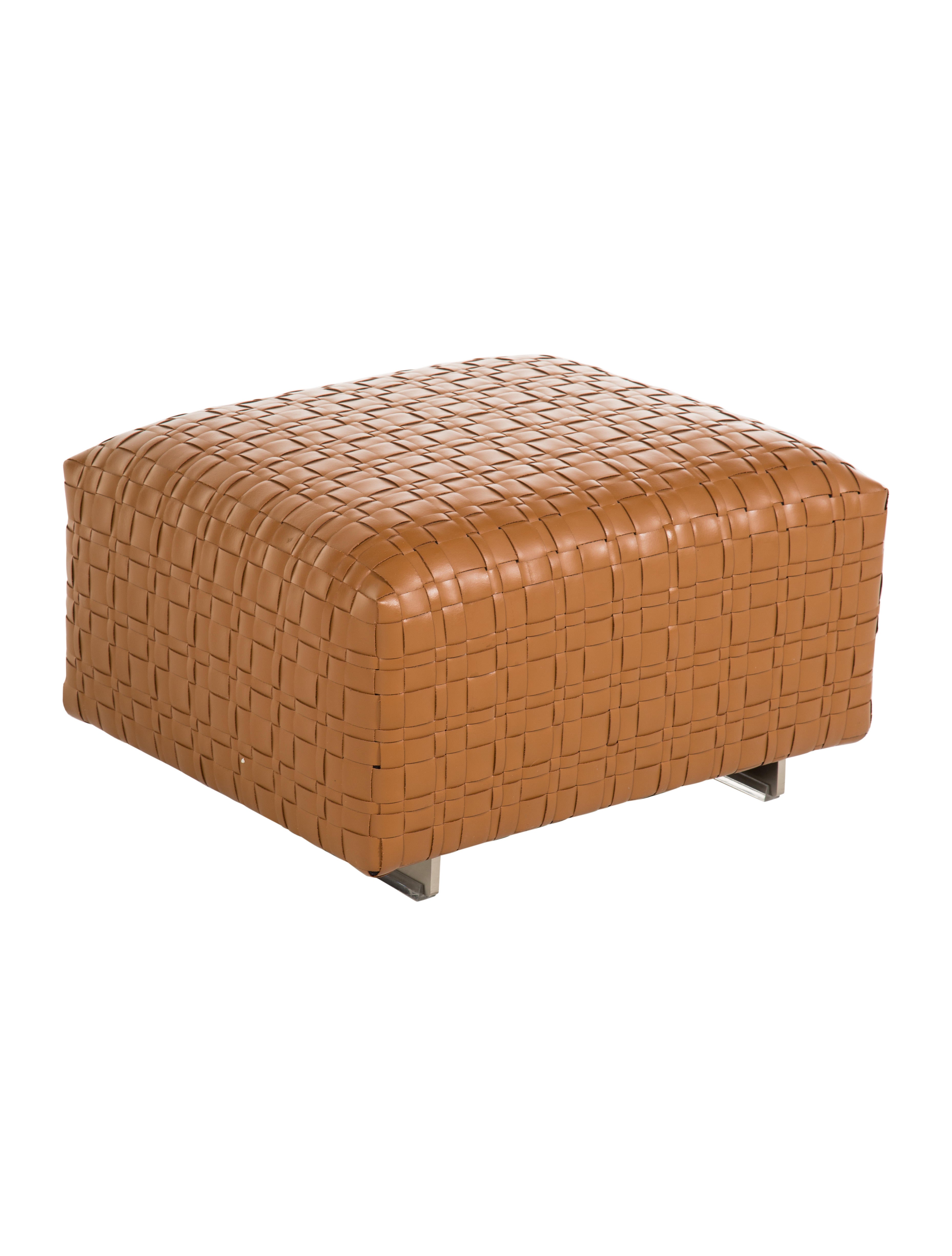 Flexform Bangkok Leather Ottoman - Neutrals, 1 pieces Ottomans & Benches, Furniture - FLEXF20008 ...