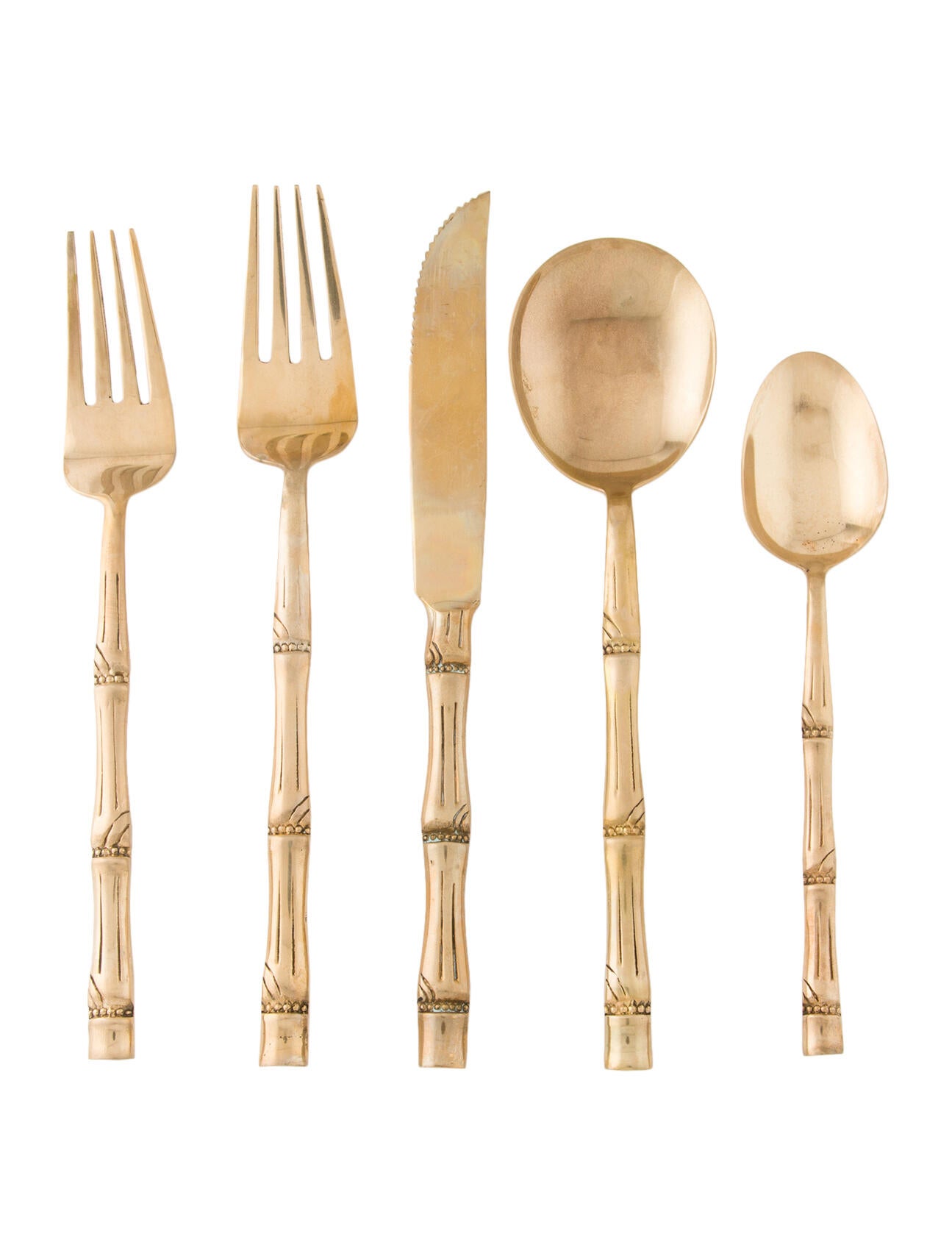 Flatware 97-Piece Vintage S. Samran Thailand Co. Bamboo Bronze Flatware ...