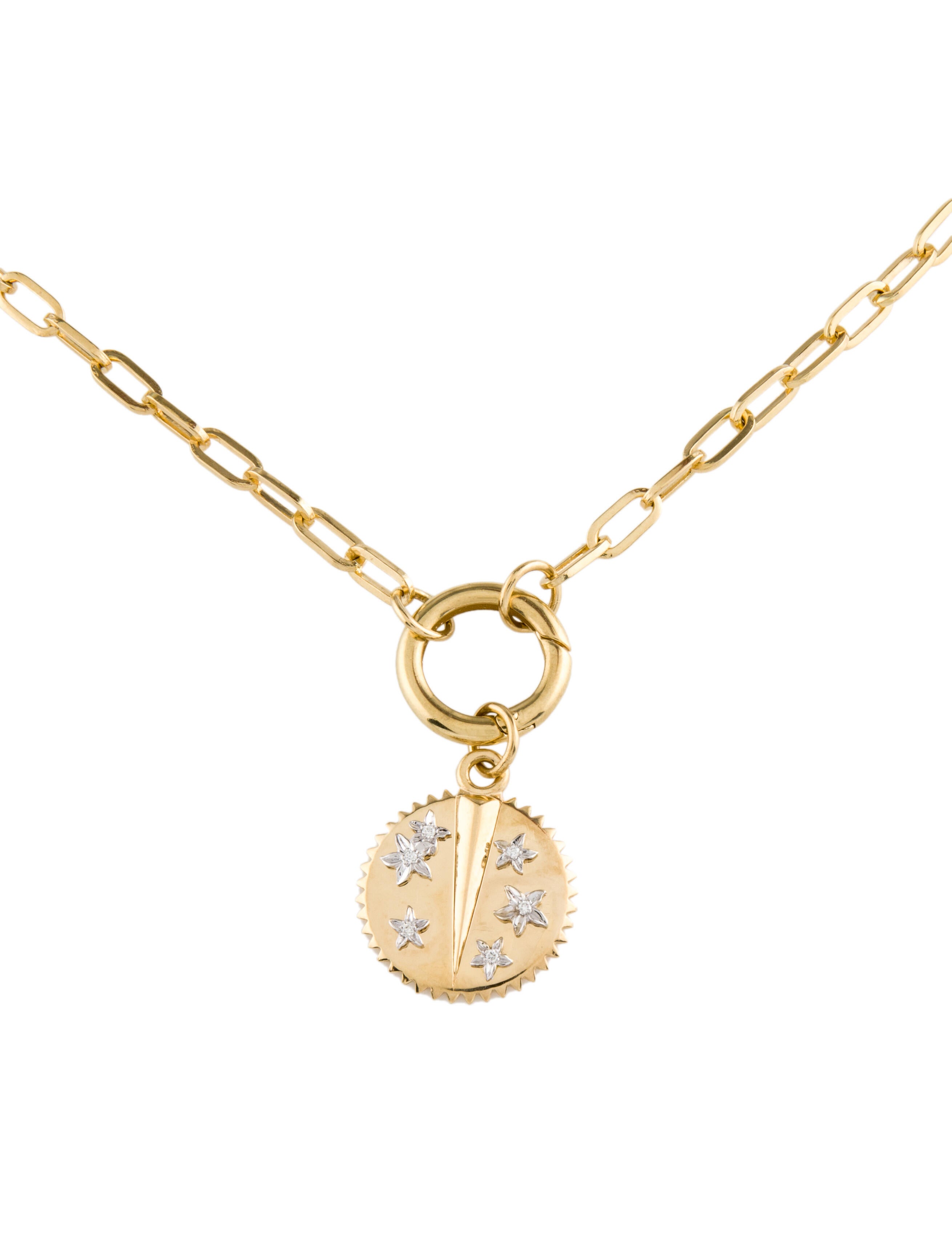 FoundRae 18K Diamond 'Resilience' Baby Medallion Pendant Necklace - 18K ...