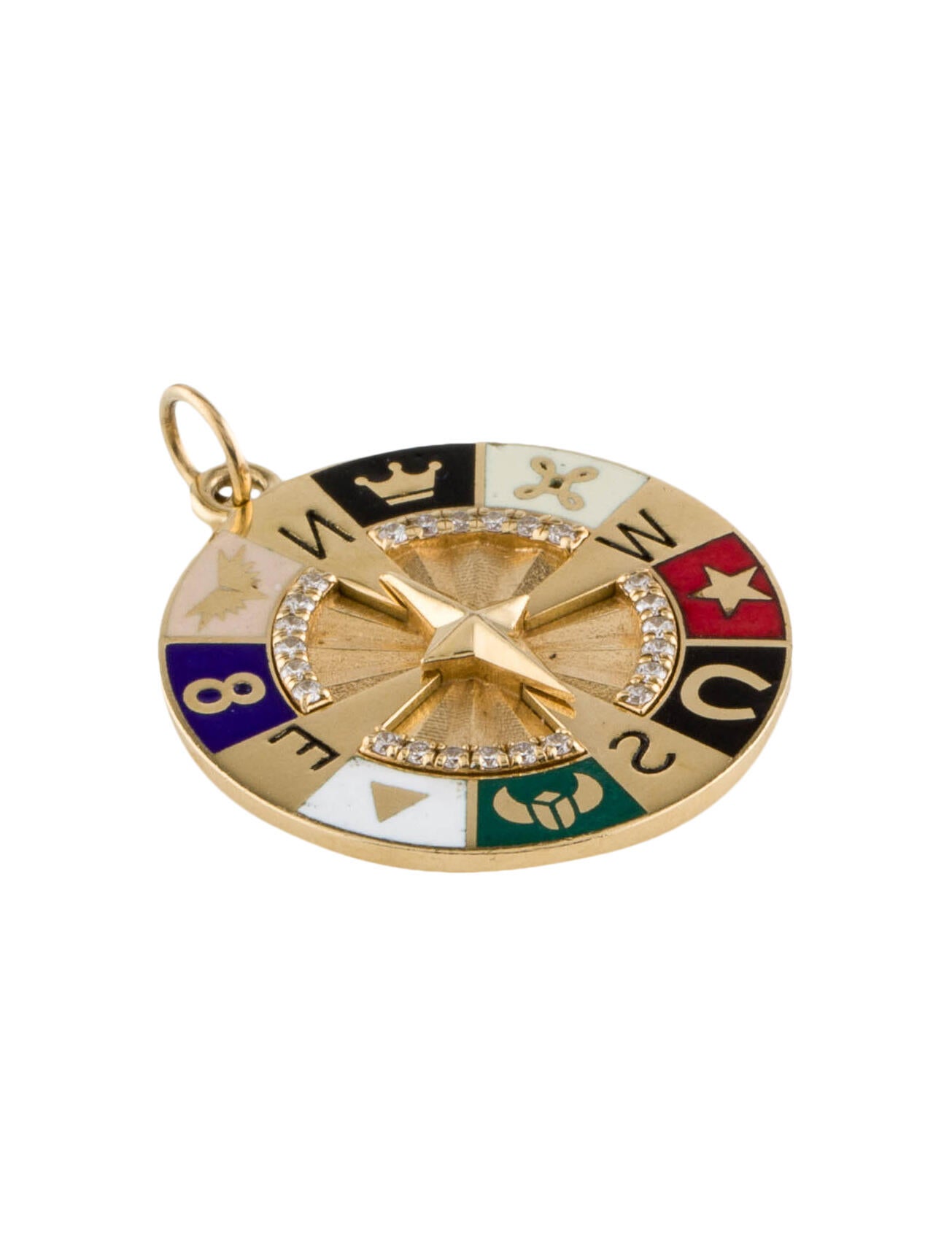 FoundRae 18K Diamond & Enamel 'Internal Compass' Champleve Wheel ...