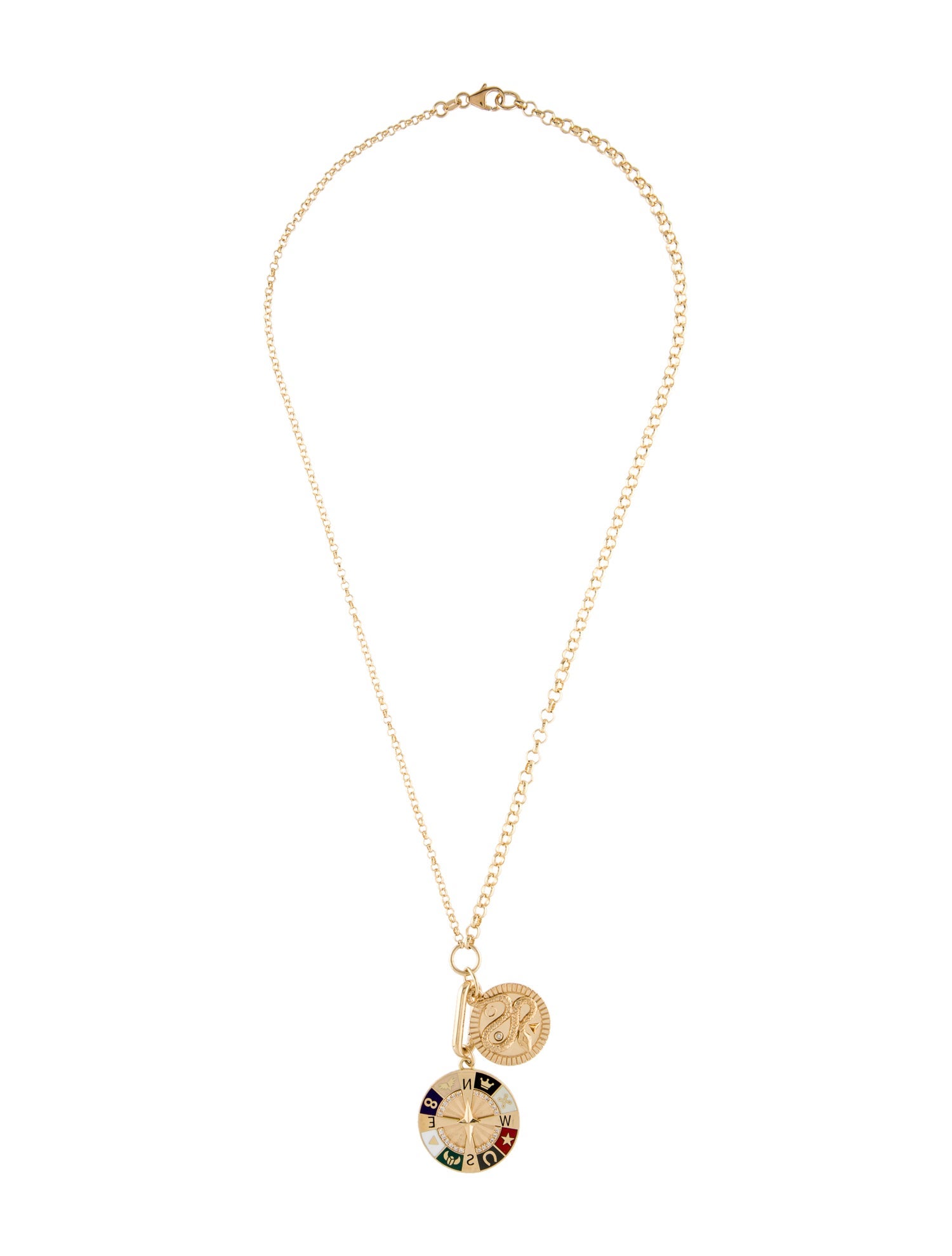 FoundRae 18K Diamond Internal Compass & Wholeness Double Pendant ...