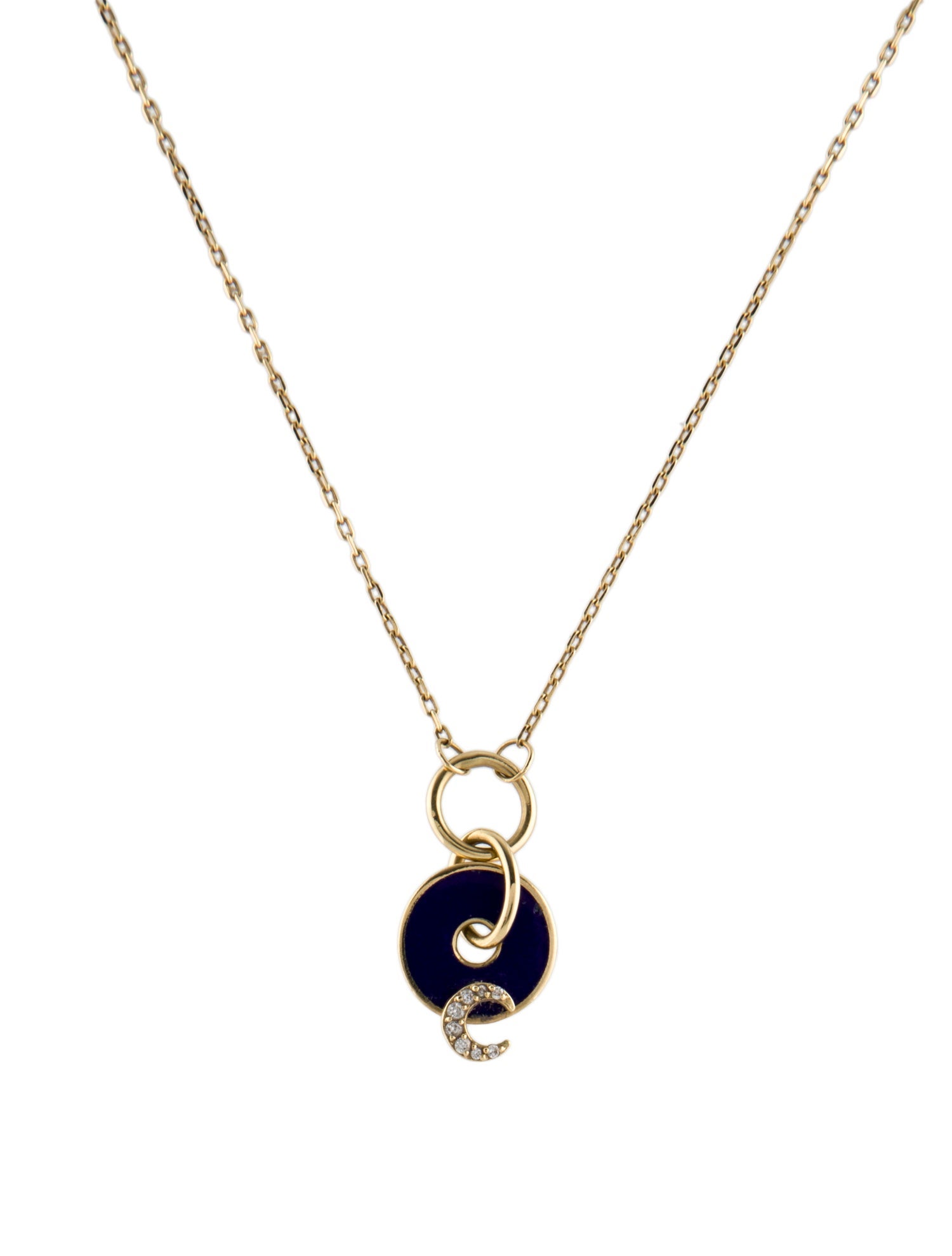FoundRae 18K Diamond & Enamel Symbol Champleve Disk Pendant Necklace ...